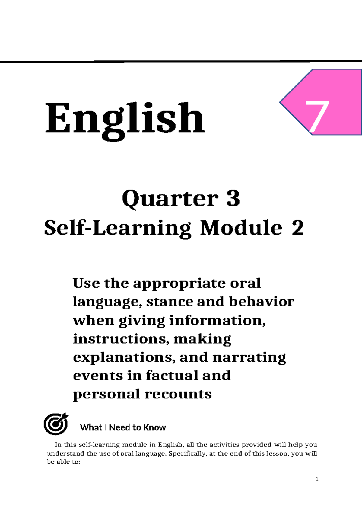Self-learning-modules-eenglish-7-q3-m2 - English 7 Quarter 3 Self ...