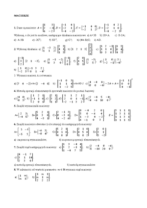 Macierze - zadania i rozwiązania - Algebra z geometria analityczna ...
