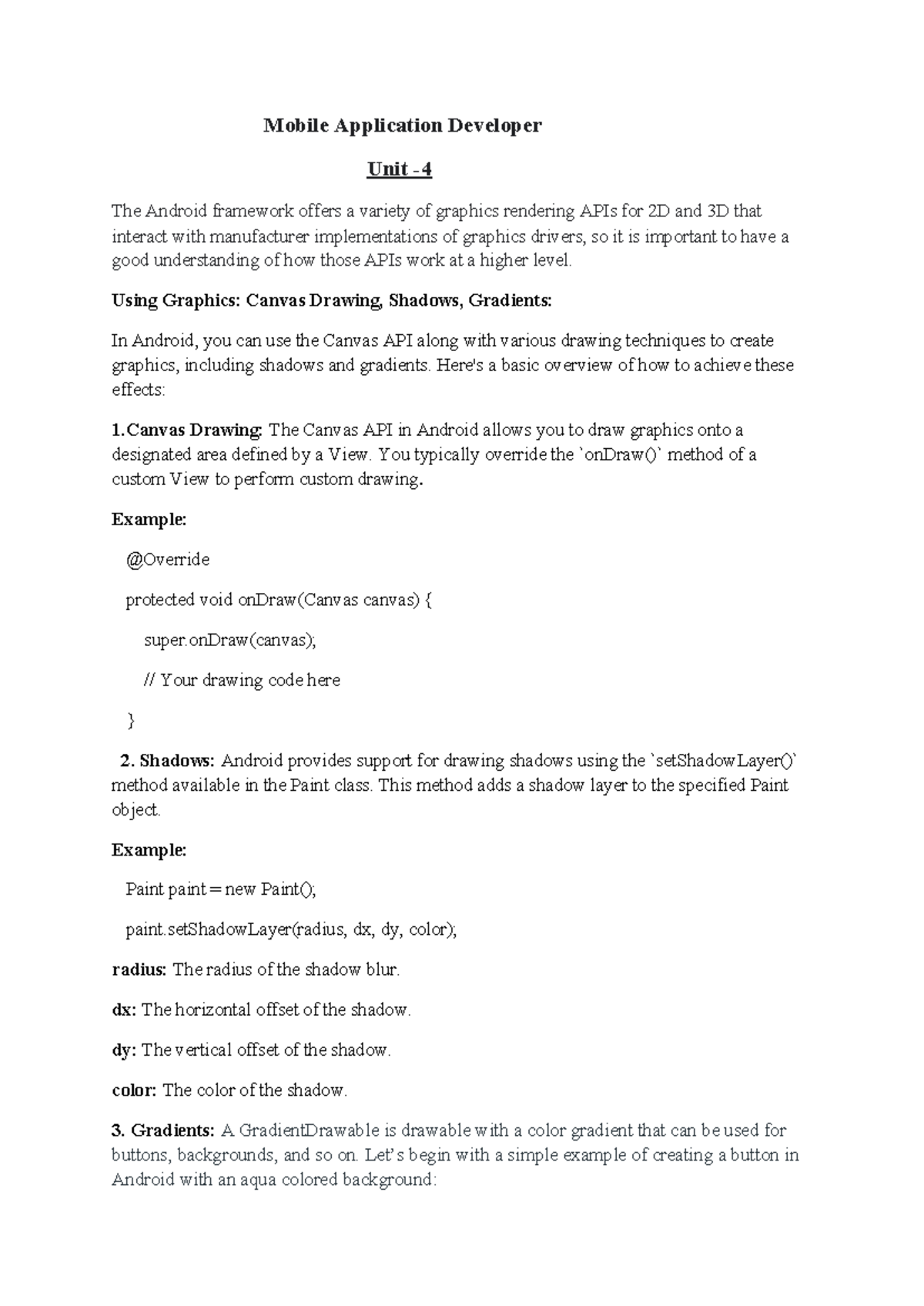 MAD unit 4 - college - Mobile Application Developer Unit - The Android ...