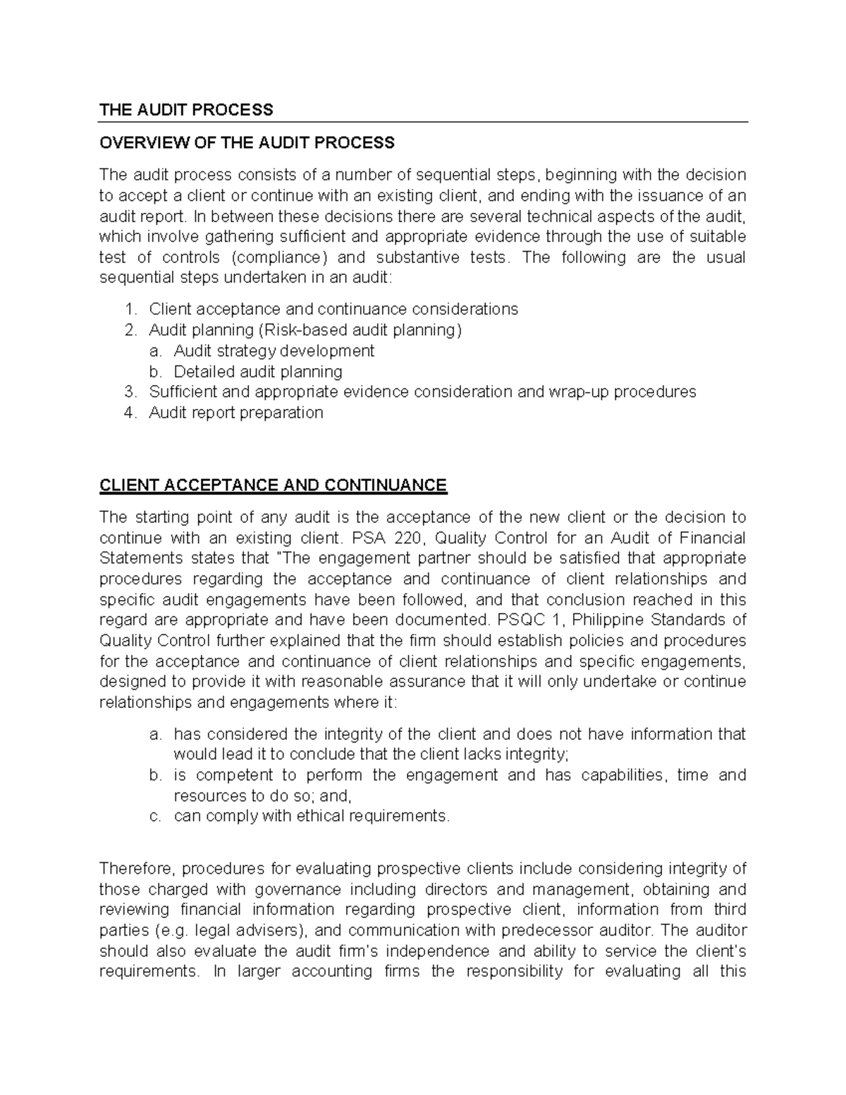 477966302 Audit process psba pdf - THE AUDIT PROCESS OVERVIEW OF THE ...