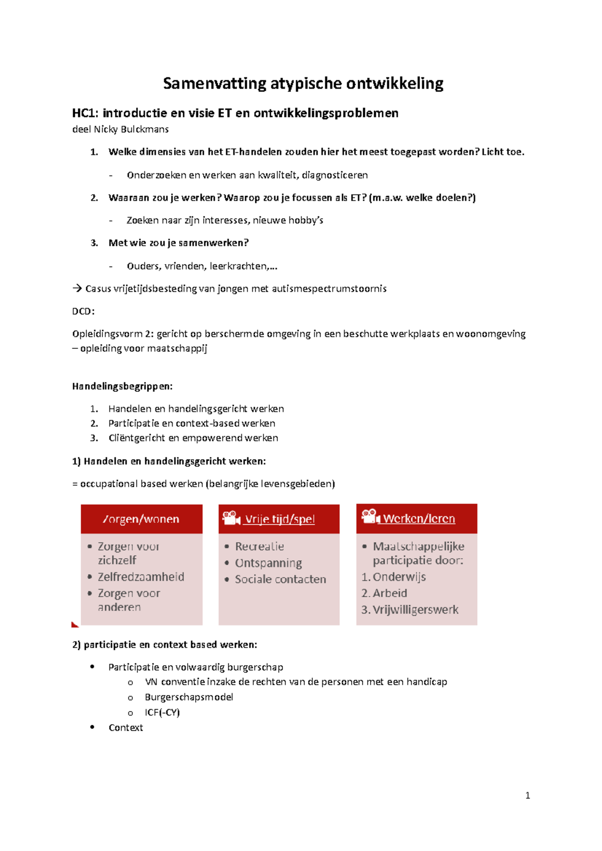 Samenvatting atypische ontwikkeling - Onderzoeken en werken aan kwaliteit, diagnosticeren ...