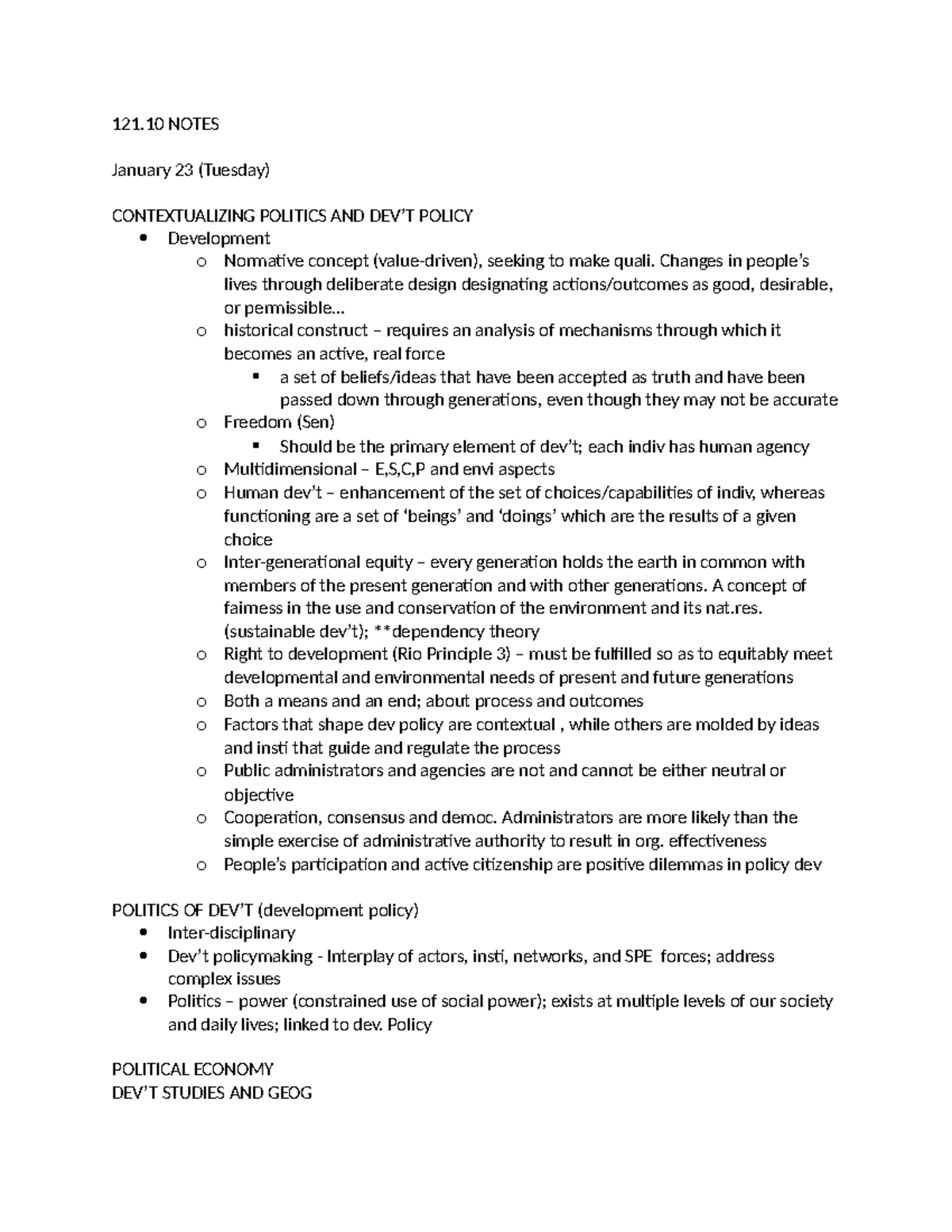 [121.10] Notes - 121 NOTES January 23 (Tuesday) CONTEXTUALIZING ...