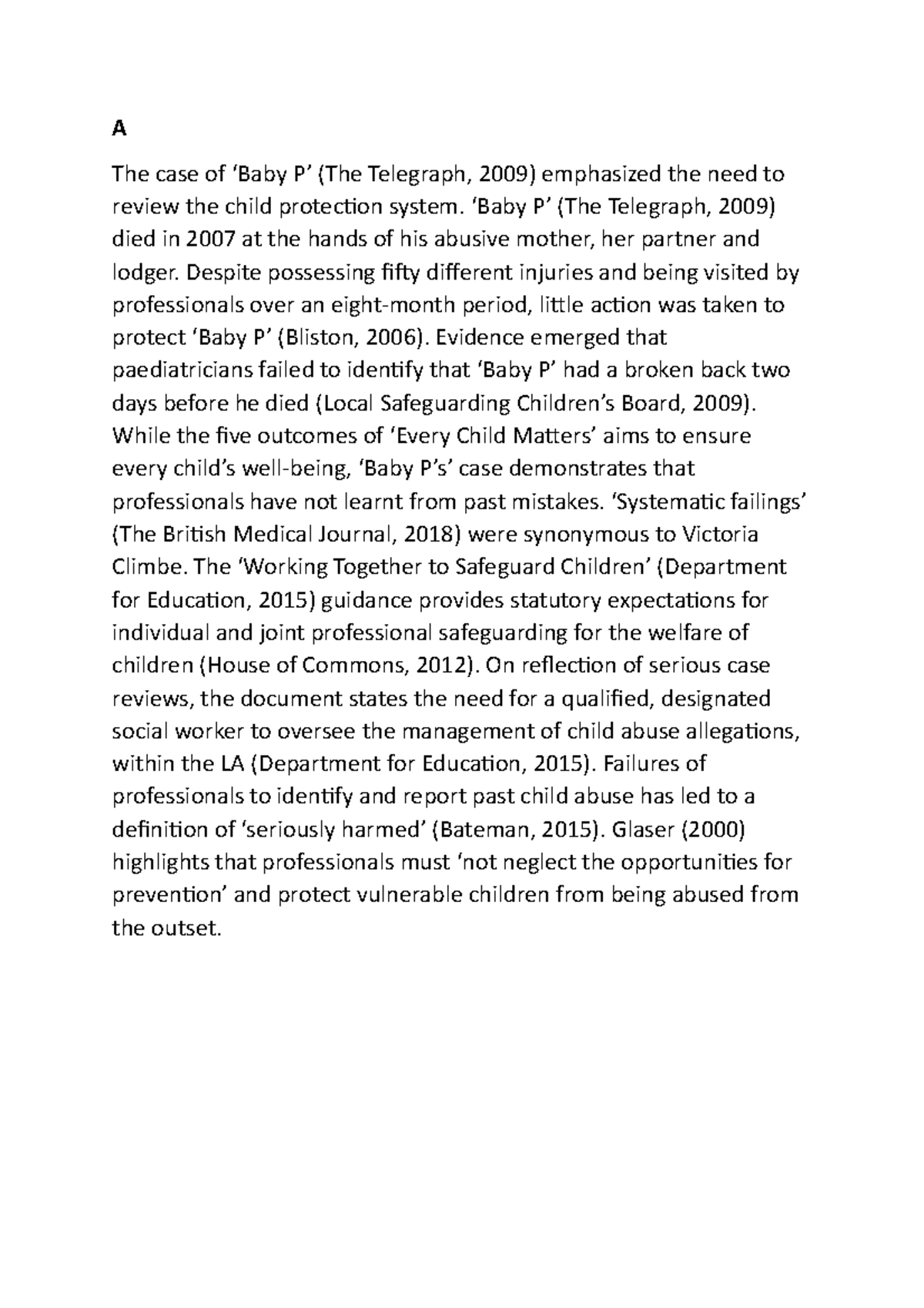 Week 3 - Examples of SCR in assignment - A The case of ‘Baby P’ (The ...