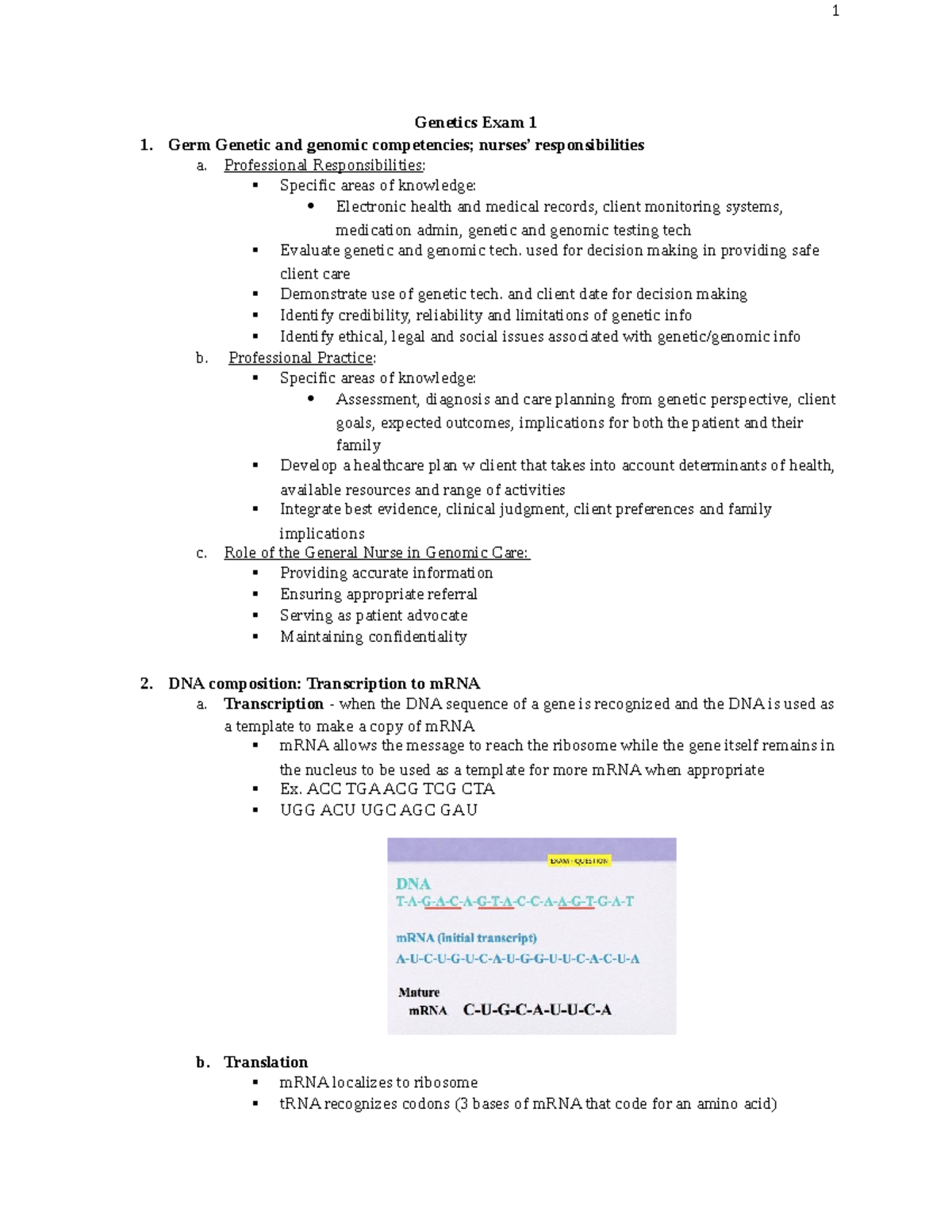 Study Guide Genetics Exam 1 - Genetics Exam 1 Germ Genetic and genomic ...