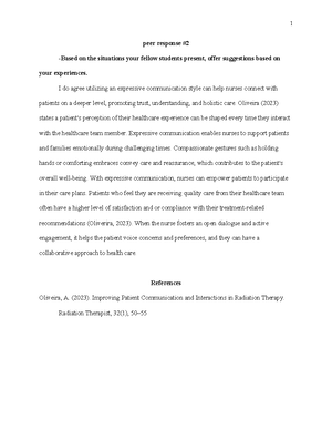 Unit 7 Response - Week 7 Assignment - 1 Unit 7 Response Based on the situations your fellow ...