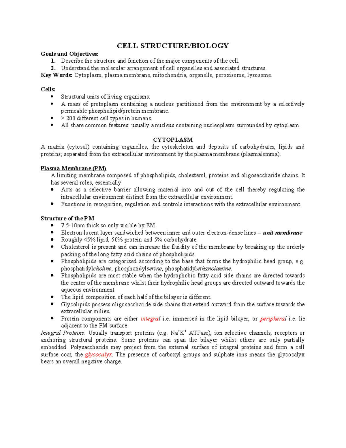 Cell Structure - Tagged - CELL STRUCTURE/BIOLOGY Goals and Objectives ...