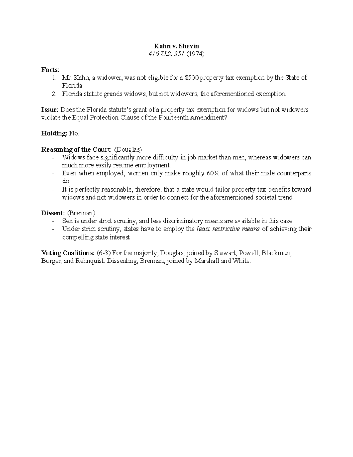 Kahn v Shevin - POLS/AAST 356 taught by Professor Kevin Lyles ...