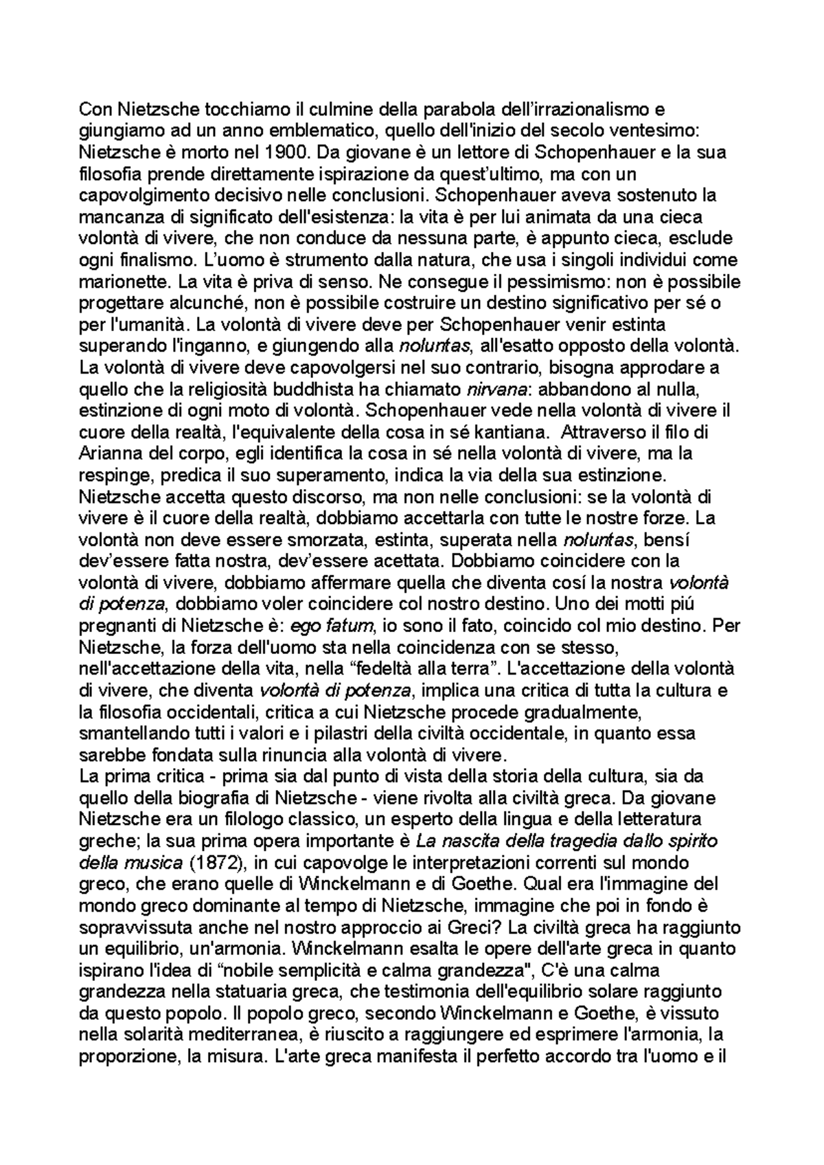 filosofia di Nietzsche - Con Nietzsche tocchiamo il culmine della ...