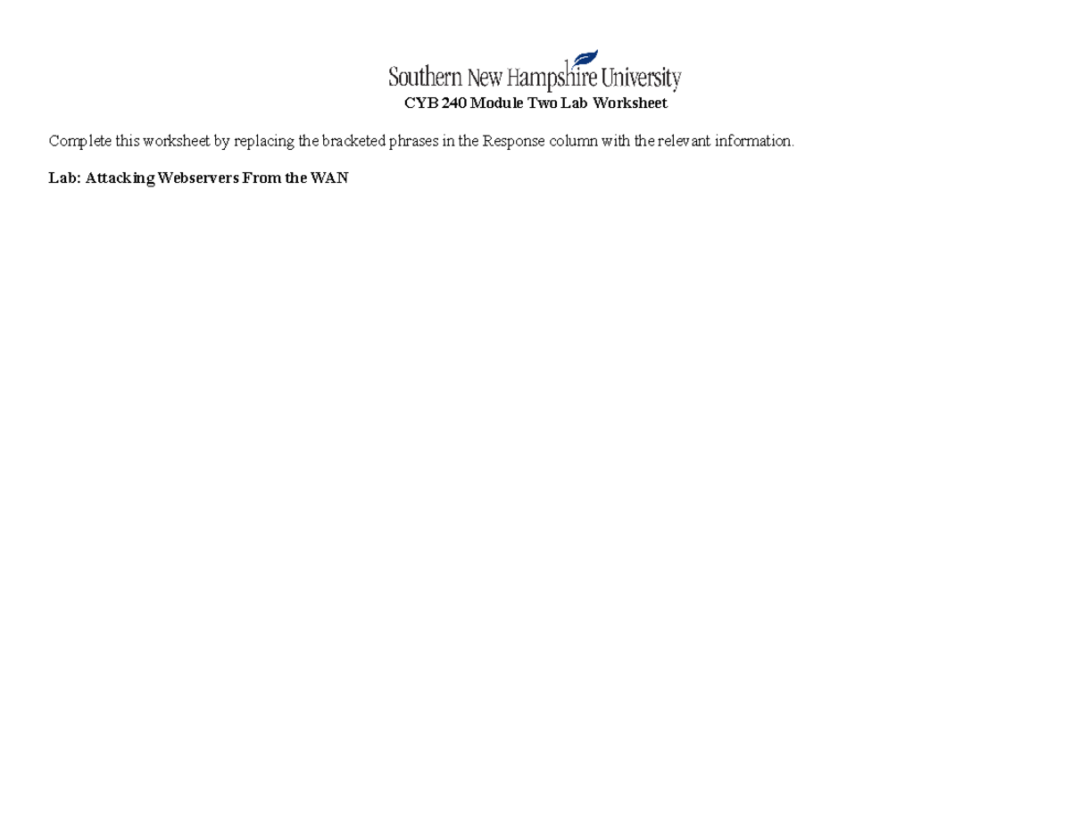 Module Two Lab Worksheet - CYB 240 Module Two Lab Worksheet Complete ...