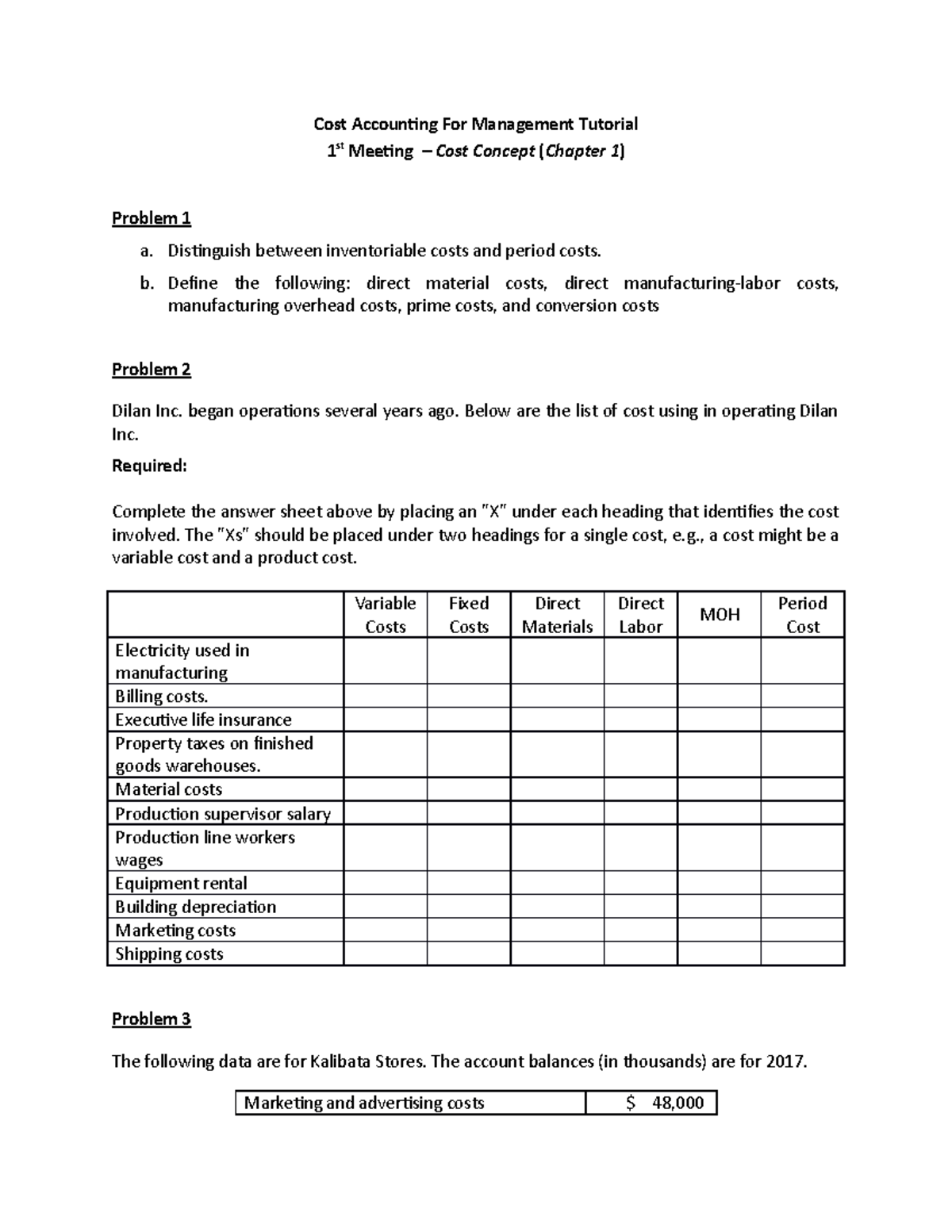 Sample/practice exam 2016, questions - Cost Accounting For Management ...