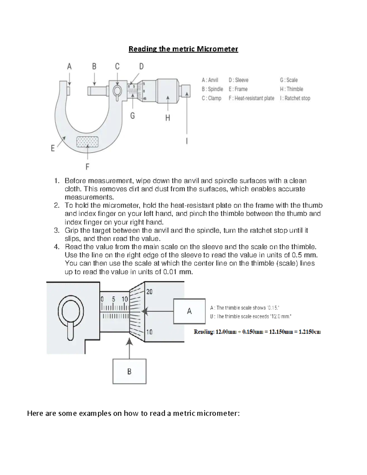 Reading-Micrometer - micrometer - Reading the metric Micrometer 1 ...