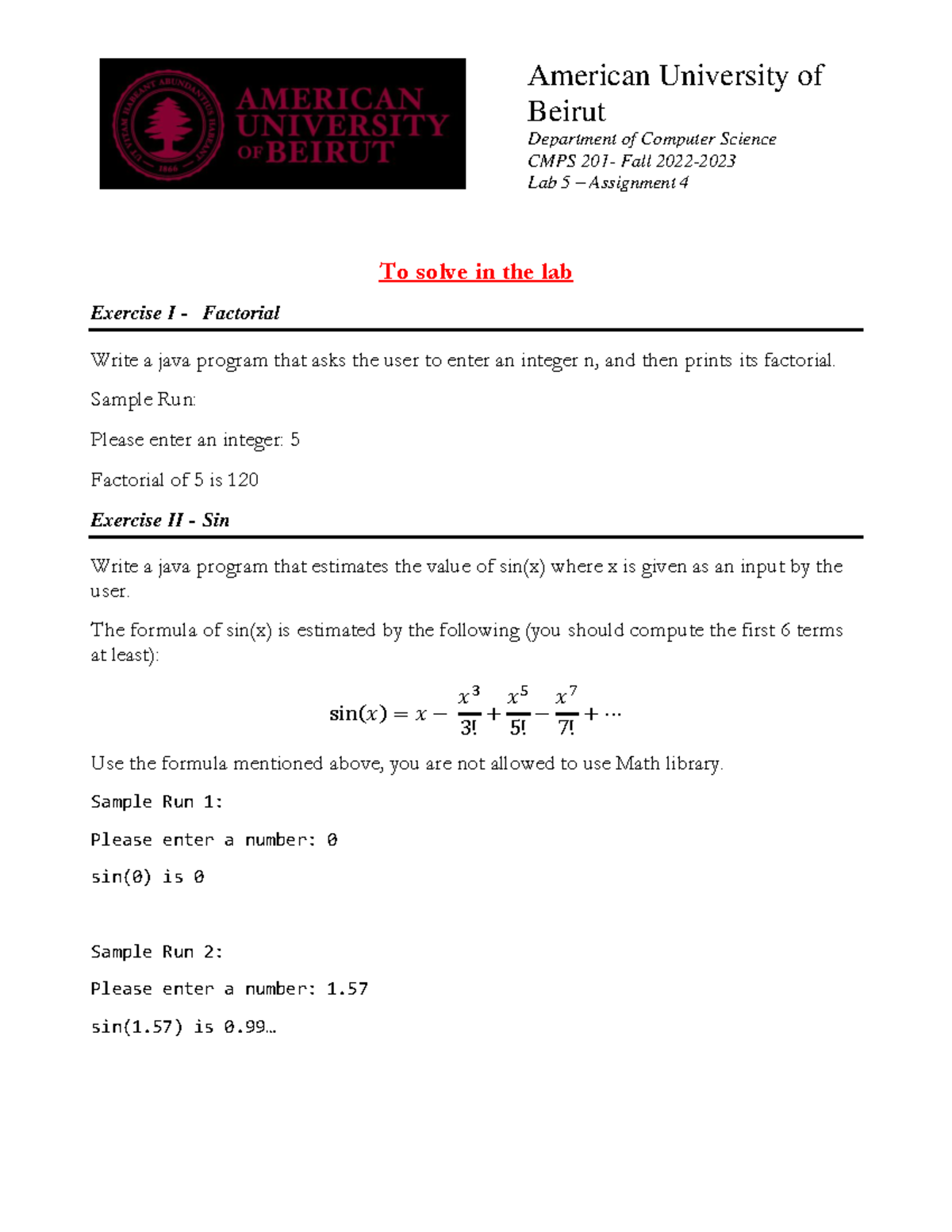 CMPS 201 - Lab 5 - Assignment 4 - American University of Beirut ...