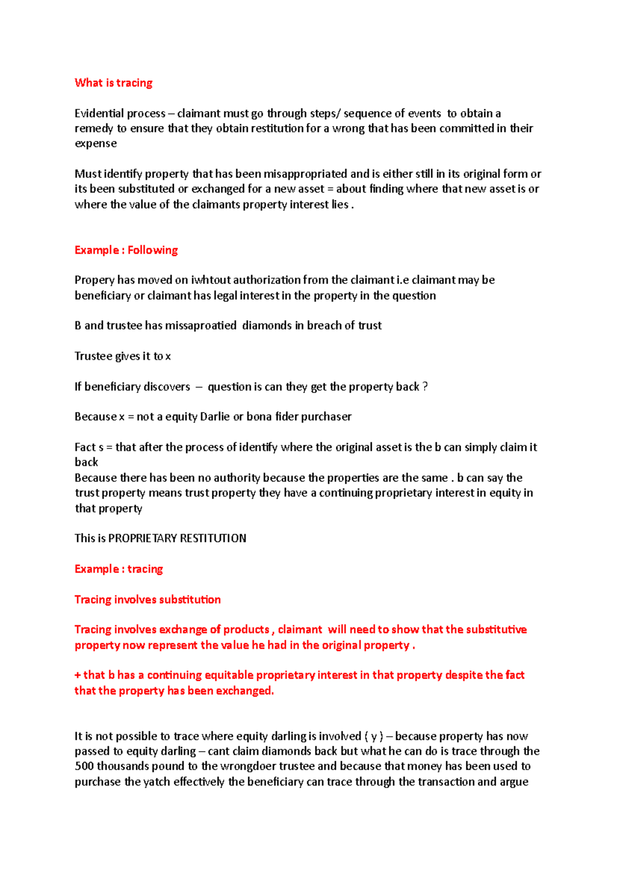 Tracing - What is tracing Evidential process – claimant must go through ...