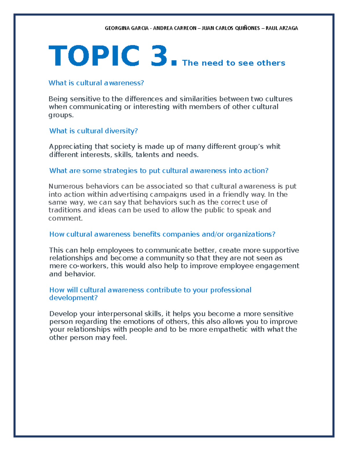 Topic 3 - EJERCICIO OBLIGATORIO - GEORGINA GARCIA - ANDREA CARREON – JUAN CARLOS QUIÑONES – RAUL ...