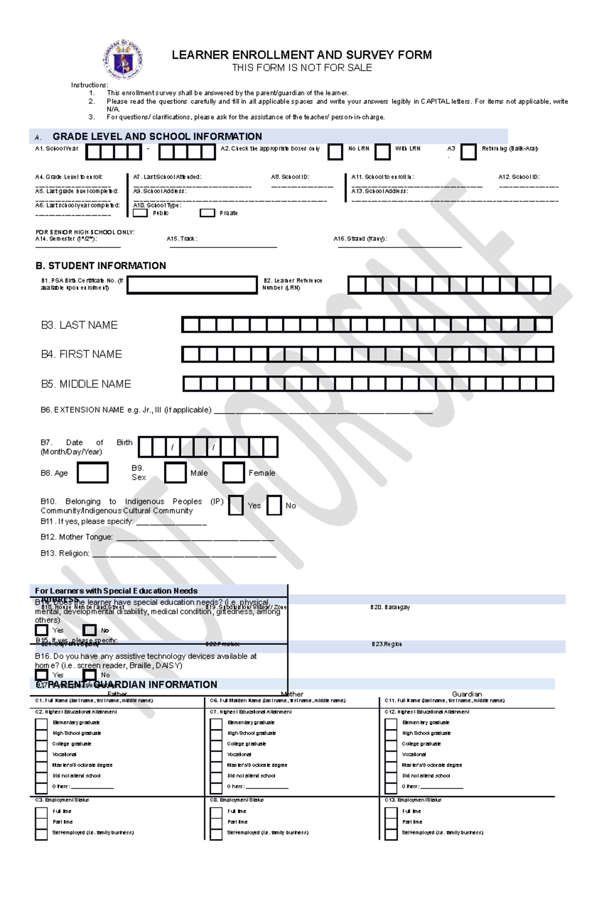 Learner-Enrollment-and-Survey-Form v8 English - LEARNER ENROLLMENT AND ...