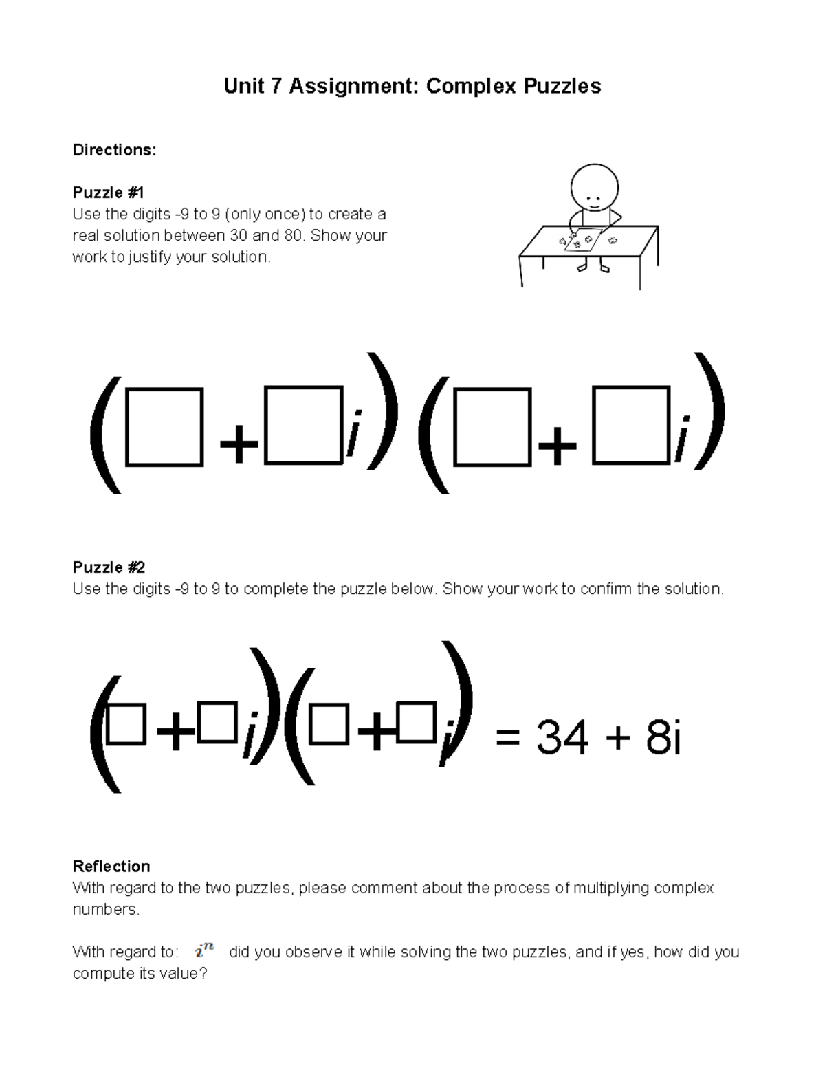 Algebra 2, Part 1 - Unit 7 Assignment - Complex Puzzles - Unit 7 ... Algebra 2, Part 1 - Unit 7 Assignment - Complex Puzzles - Unit 7 ...