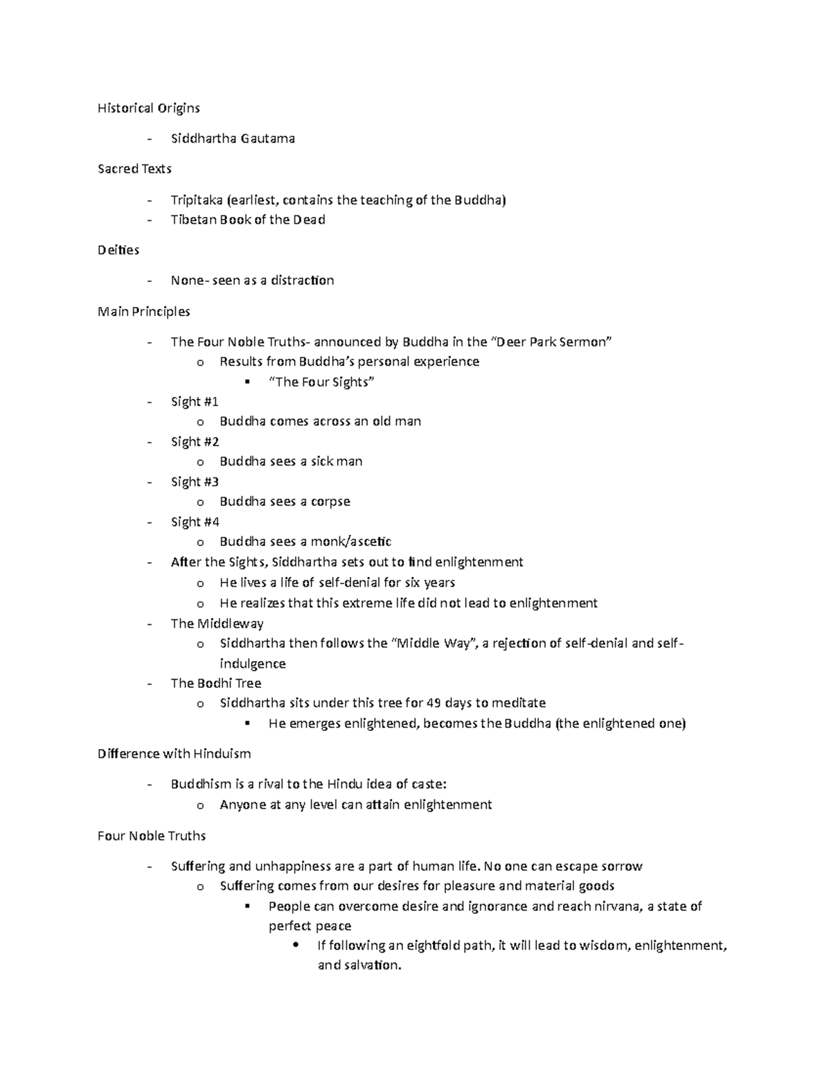 Buddhism notes - Historical Origins Siddhartha Gautama Sacred Texts ...