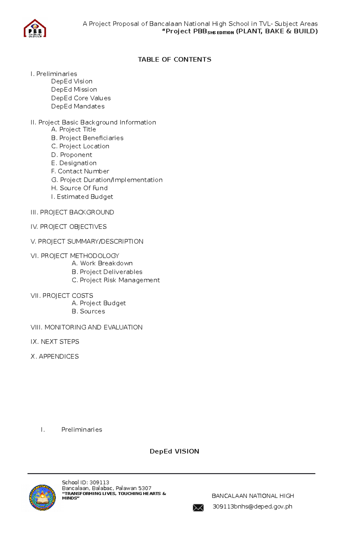 Project PBB - For teachers preparation - “Project PBBSHS EDITION (PLANT ...