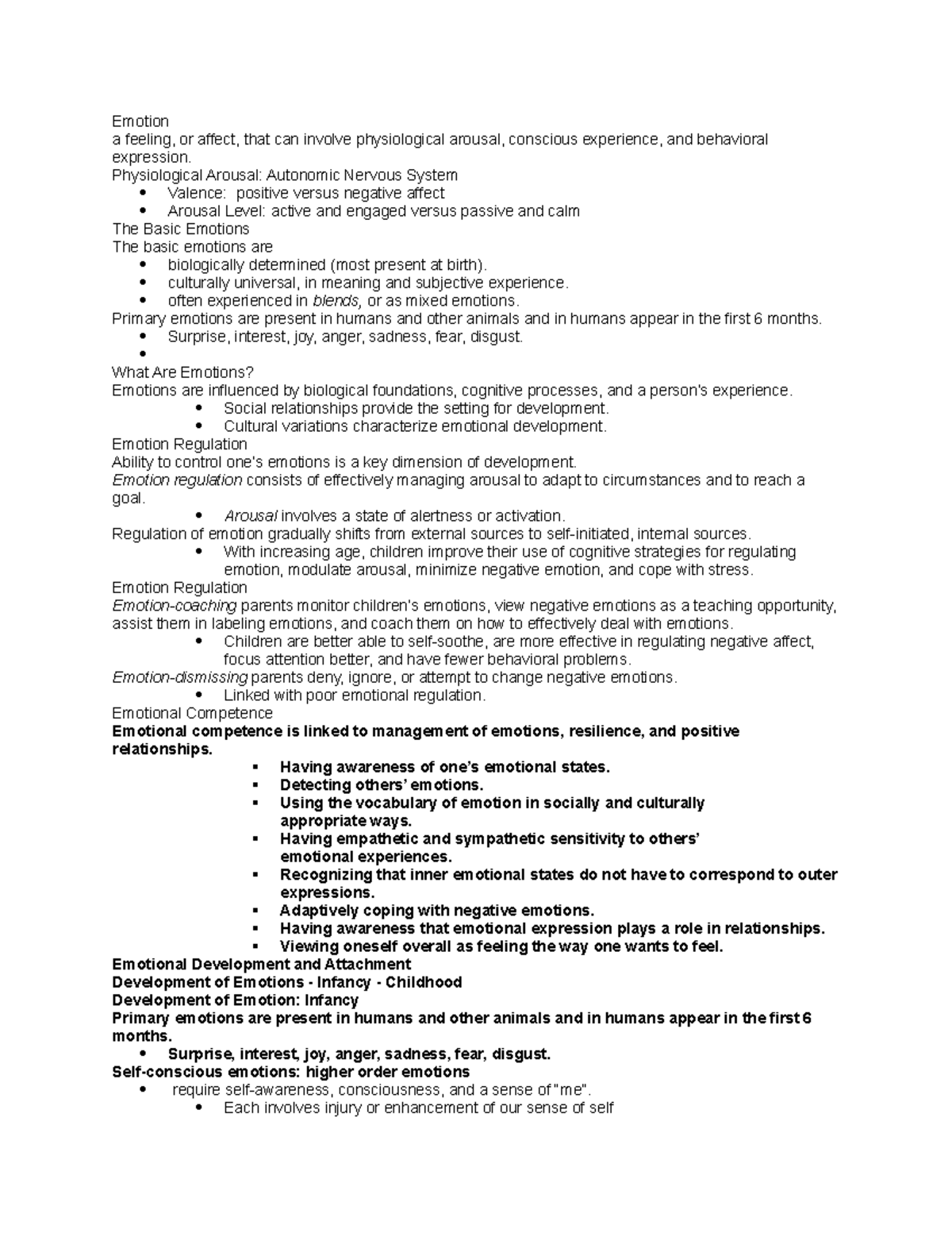 Emotional Development and Attachment Emotions, Emotional Regulation and ...