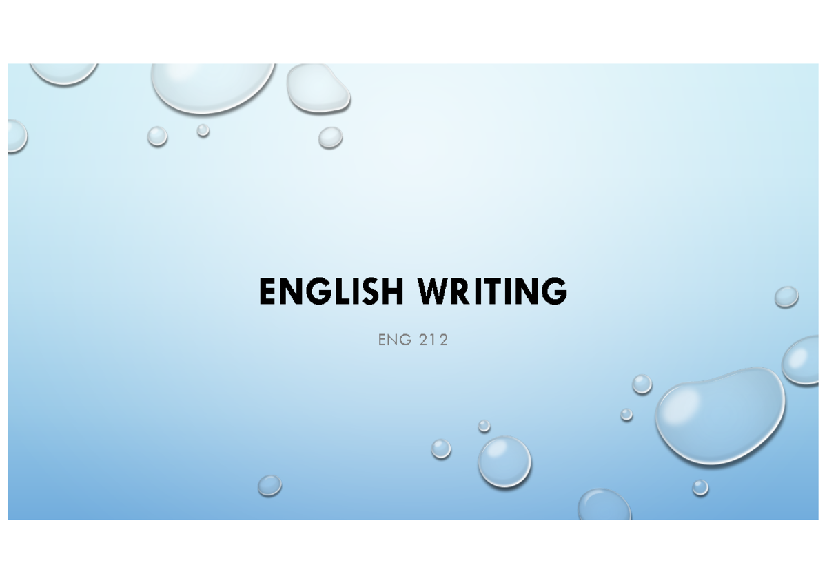 Introduction to the course ENG 212Writing Improvement Exercises ...