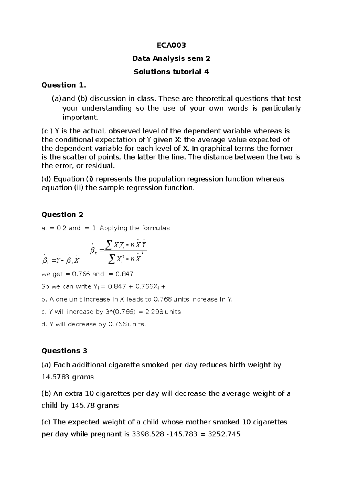 Solutions tutorial 4 - ECA Data Analysis sem 2 Solutions tutorial 4 ...