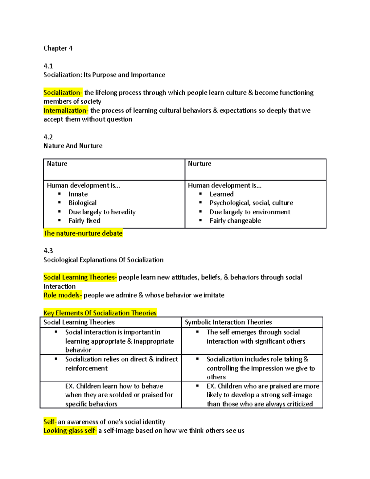 Ch 4 - Lecture notes 4th - Chapter 4 Socialization: Its Purpose and ...