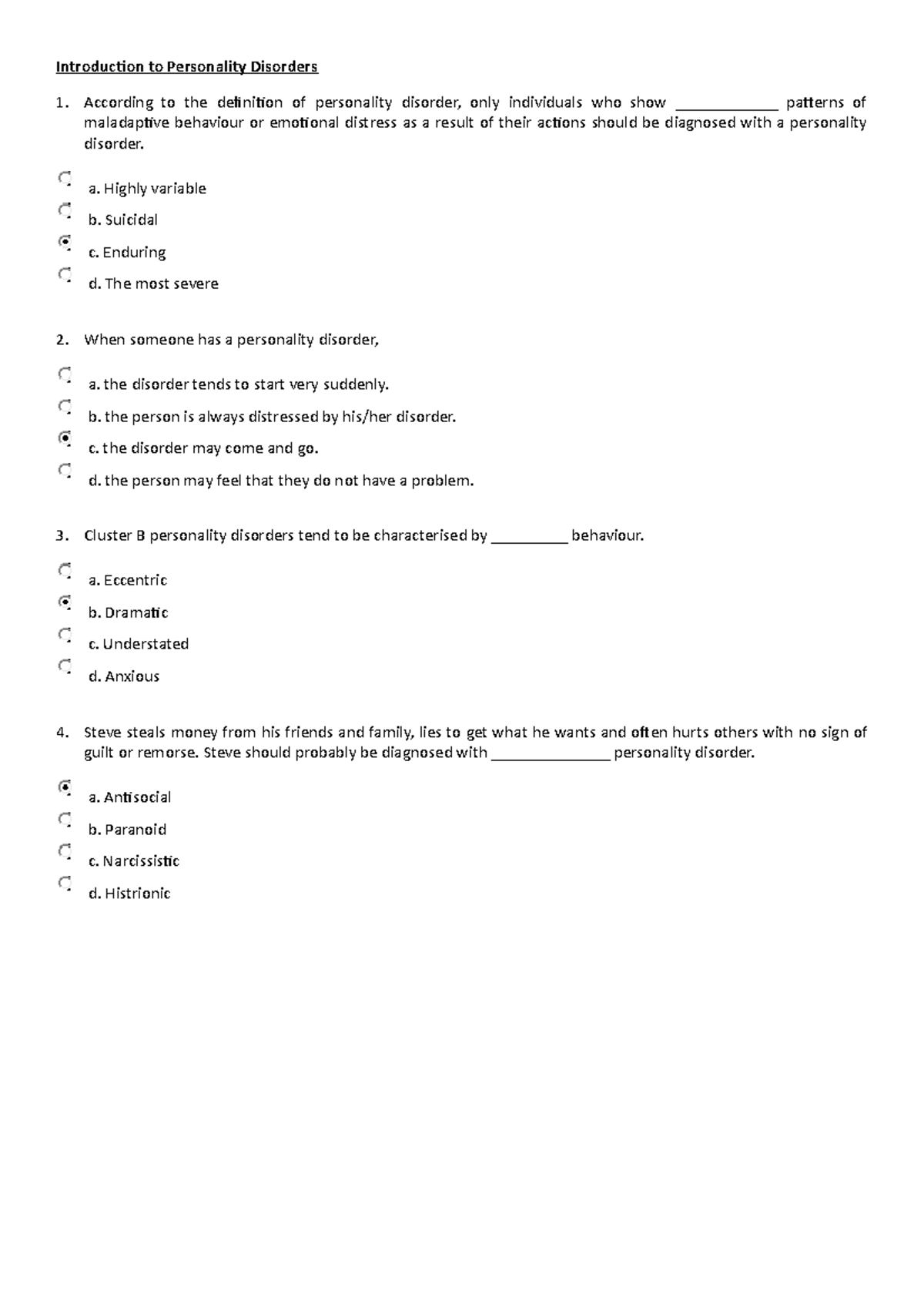 Introduction to Personality Disorders - Introduction to Personality ...