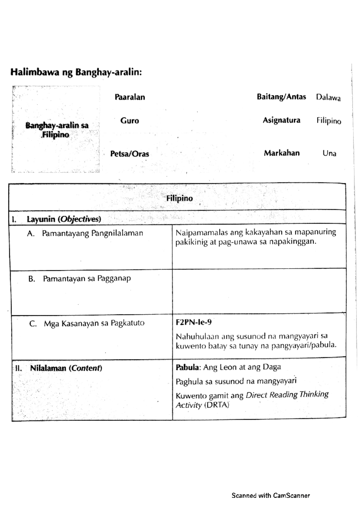 Banghay Aralin Sample midterm - Business Administration - Studocu