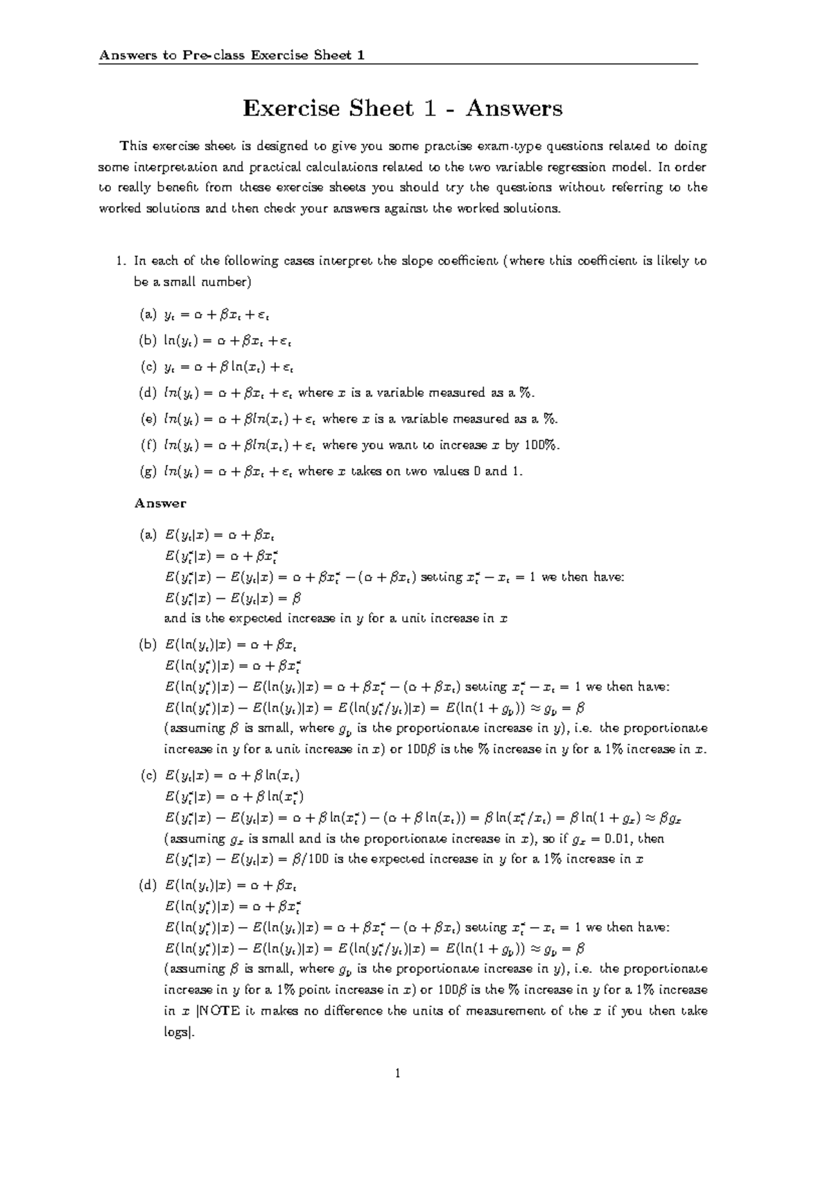 Pre Class Ex Sheet 1-answers - Exercise Sheet 1 - Answers This exercise ...