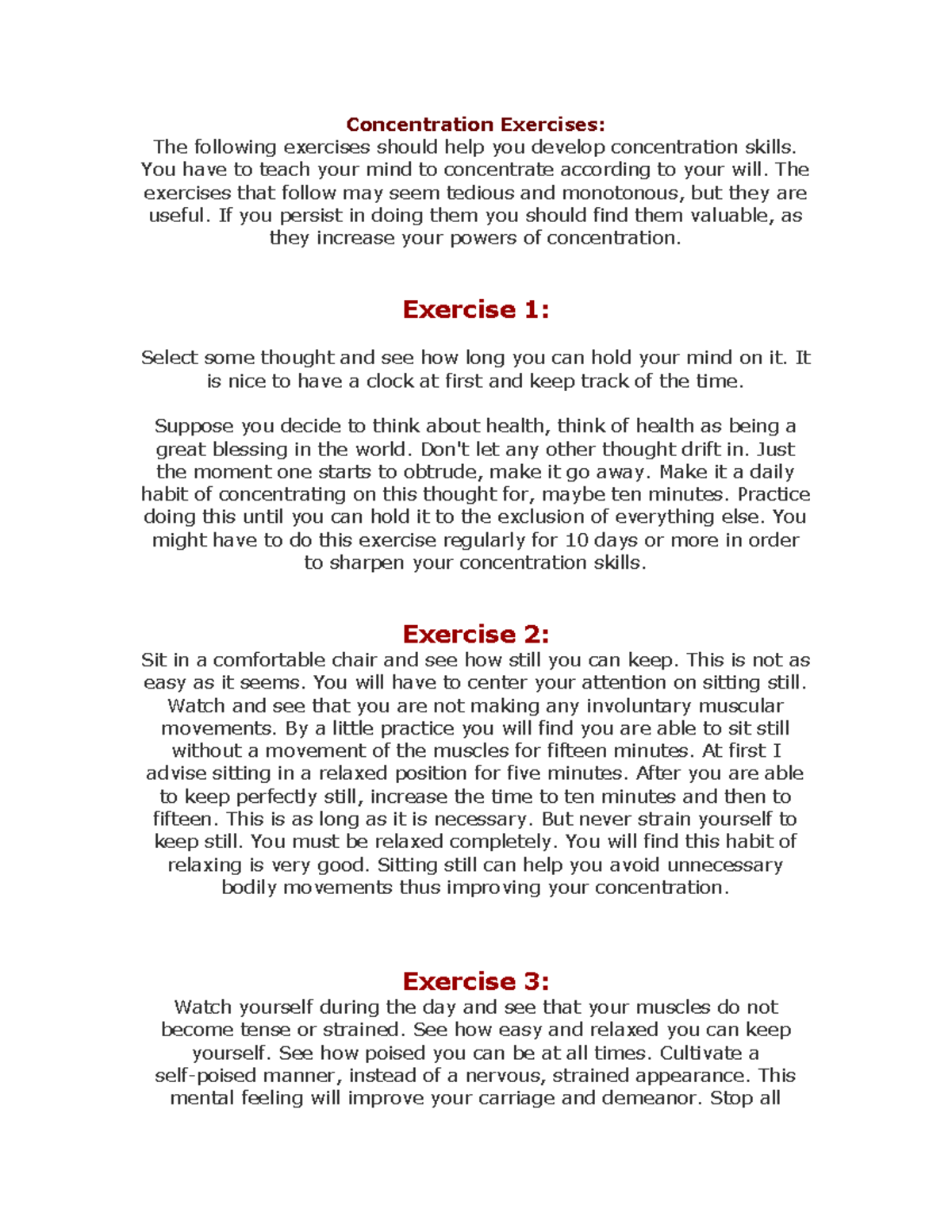 Concentration Exercises - You have to teach your mind to concentrate ...