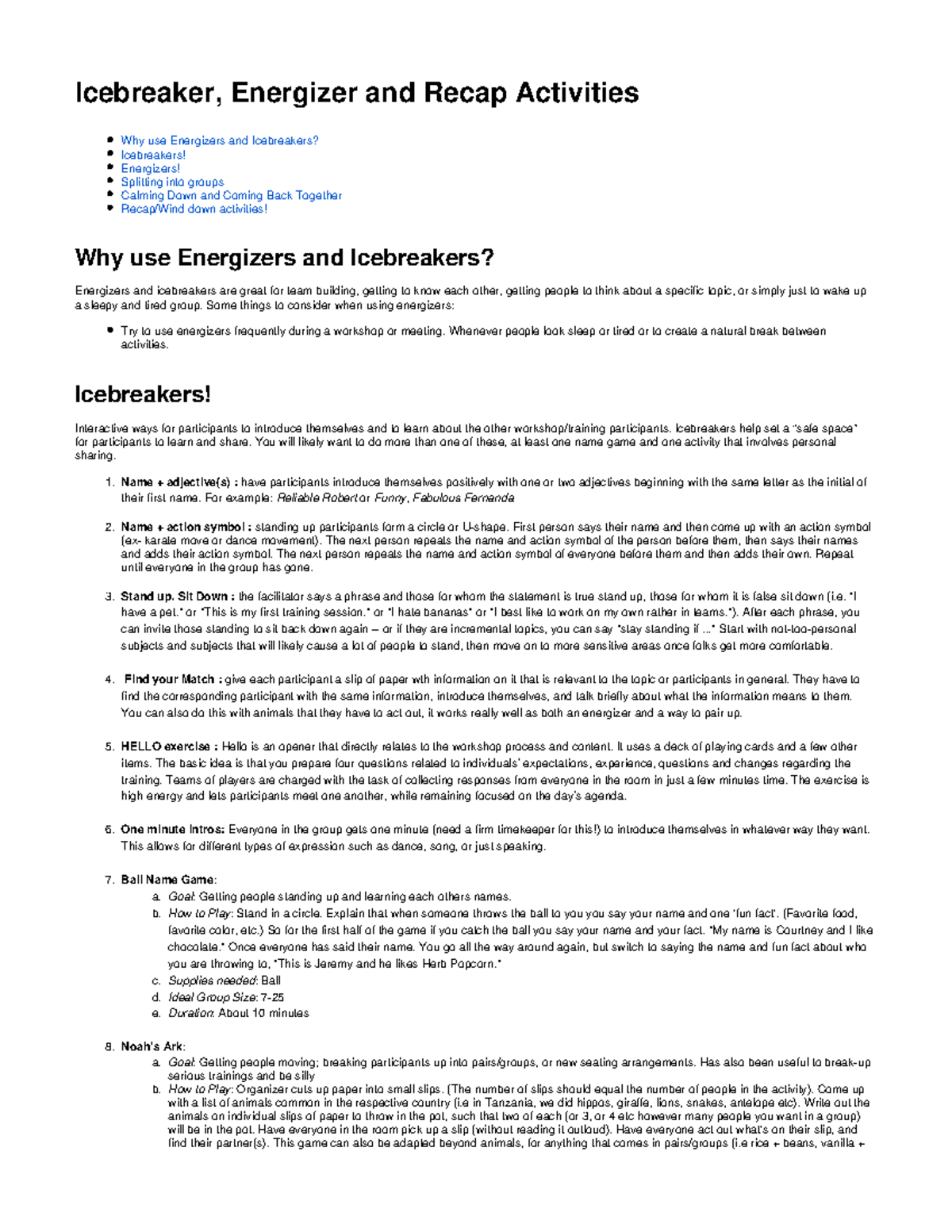 Commcarepublic Icebreaker,Energizerand Recap Activities 161022 1030 ...