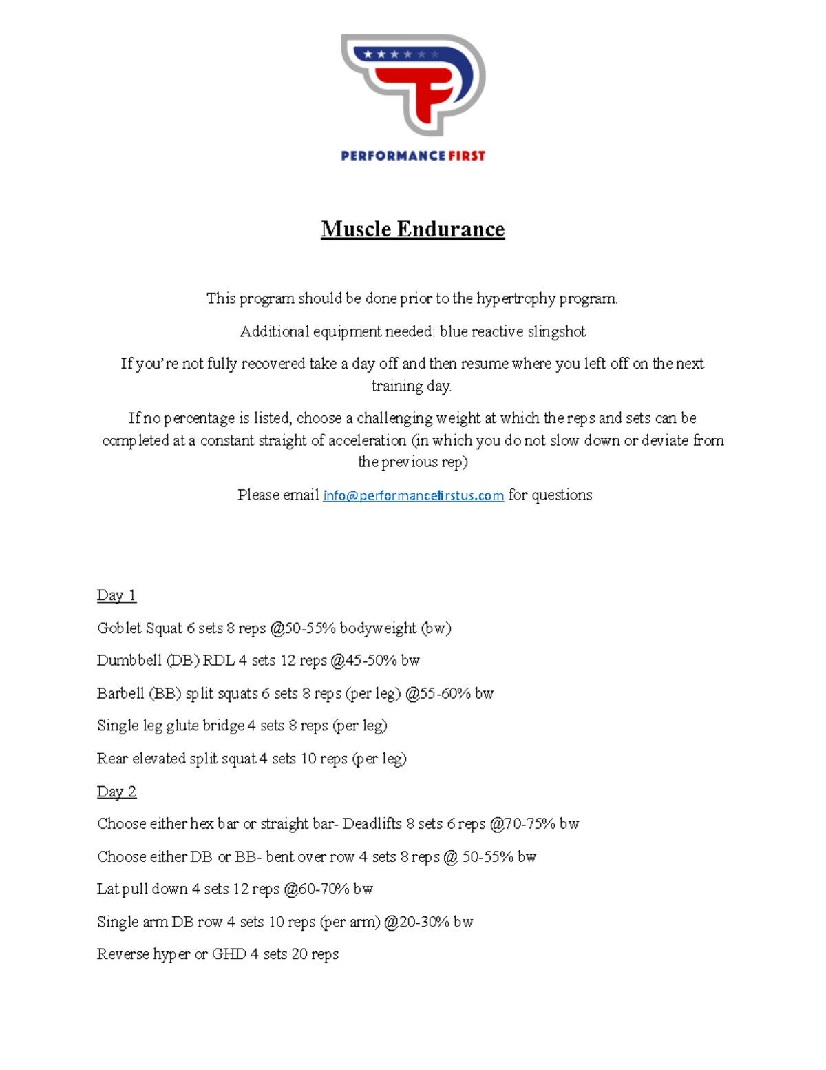 Jeff Nichols Muscle Endurance (Prehyp) program - Muscle Endurance This ...