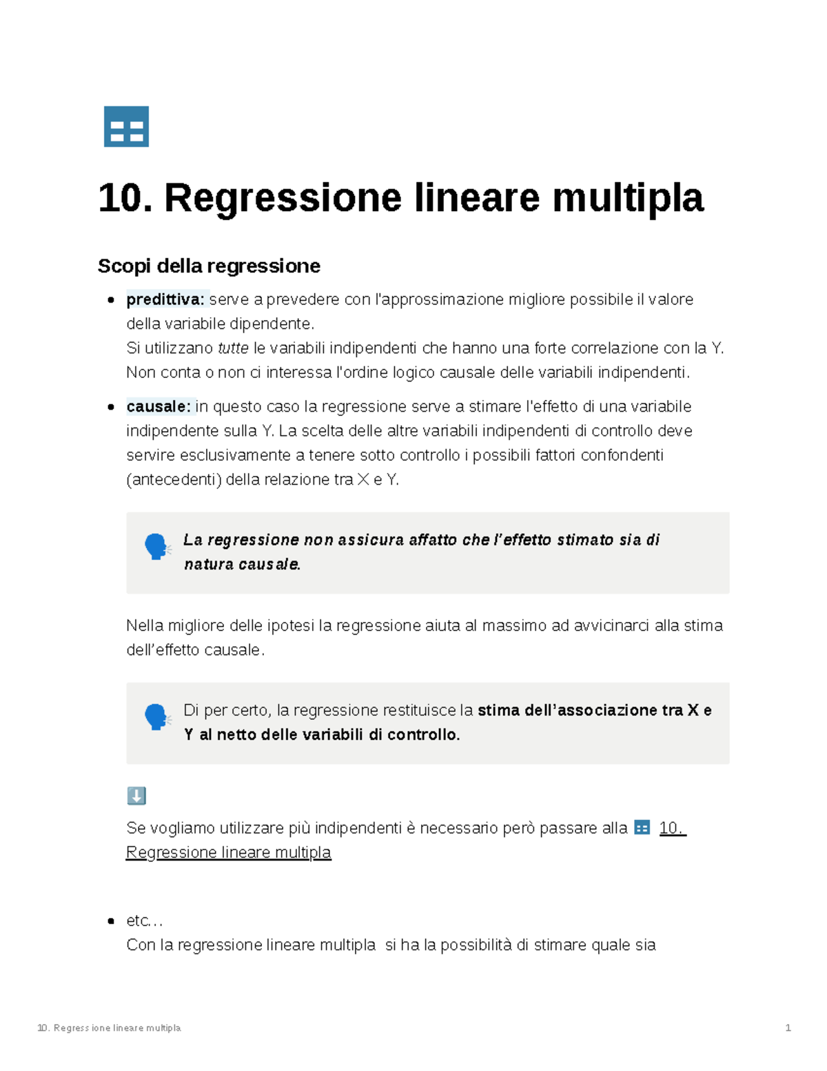 10 Regressione lineare multipla - 10. Regressione lineare multipla ...