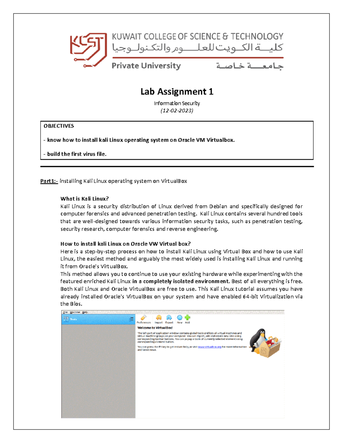 LAB1 - done - Lab Assignment Information Security 1 ( 12 - 02 - 2023 ) OBJECTIVES know how to ...