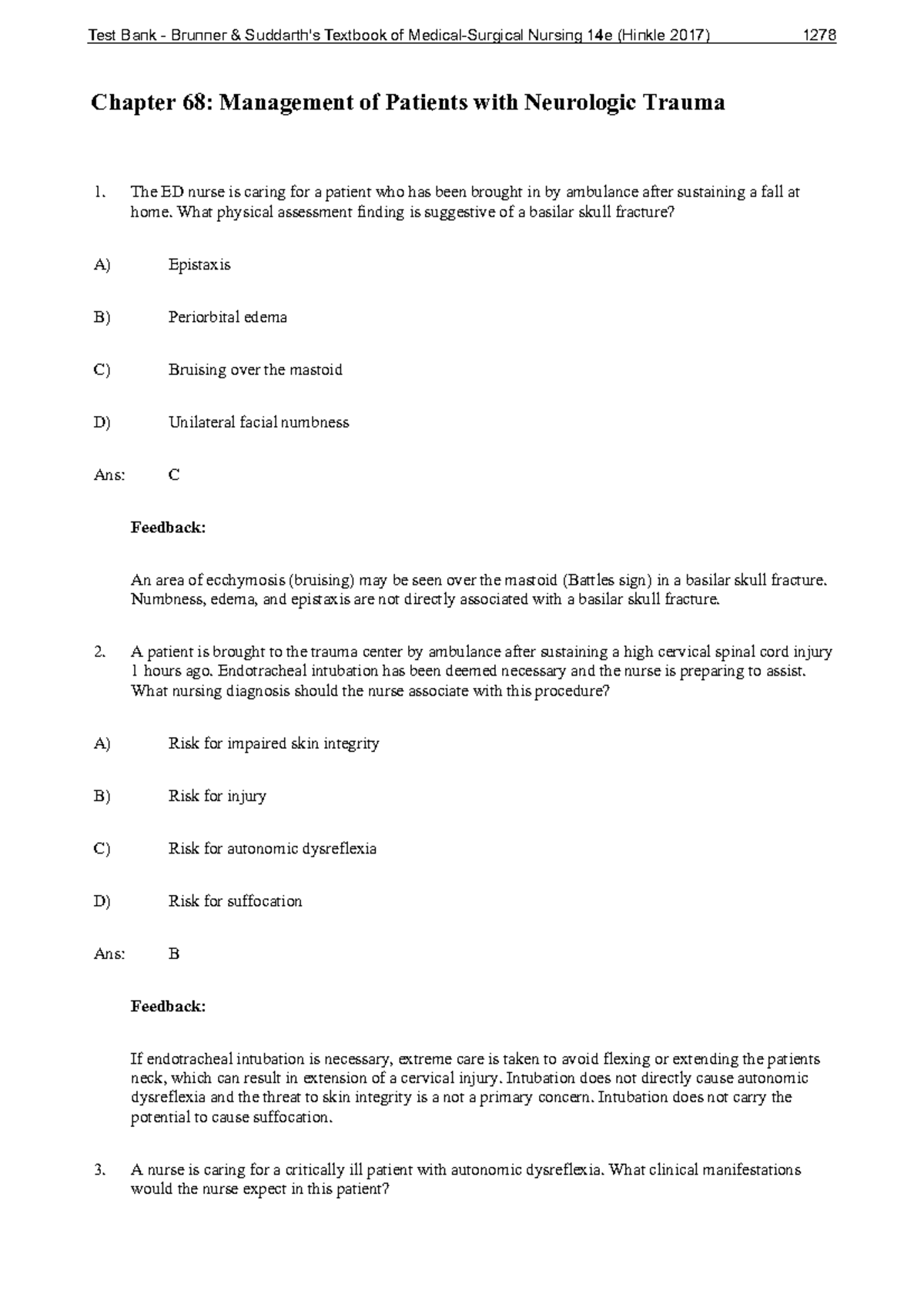 Ch 68 - Med surg - Chapter 68: Management of Patients with Neurologic ...