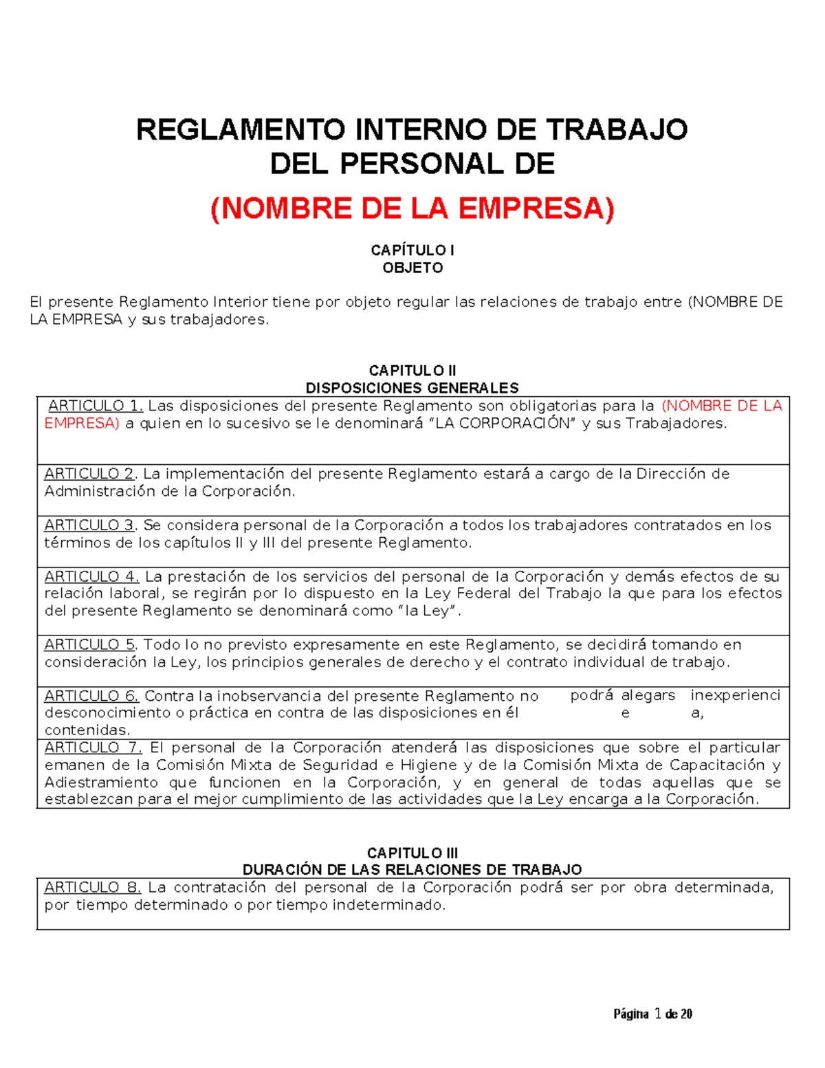 Machote-de-formato-de-reglamento-interno-de-trabajo - REGLAMENTO INTERNO DE TRABAJO DEL PERSONAL ...