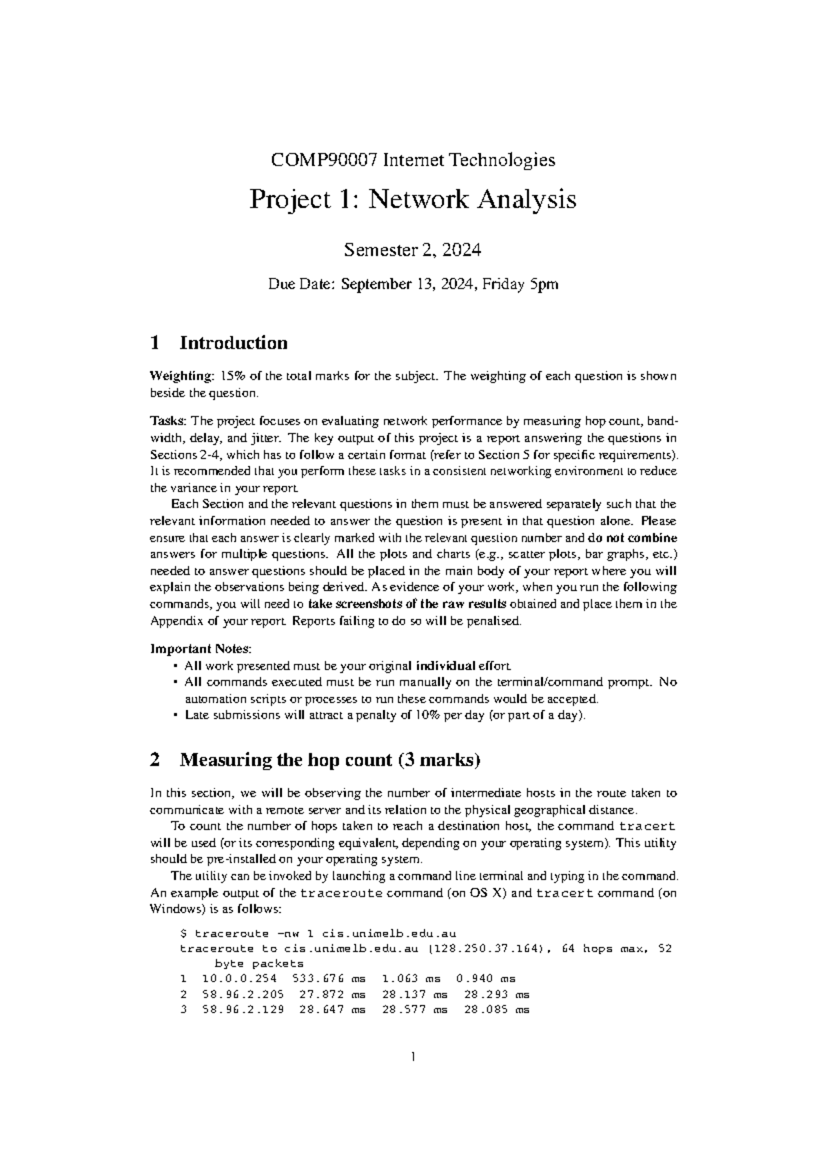 COMP90007 2024S2 Project 1 - COMP90007 Internet Technologies Project 1: Network Analysis ...