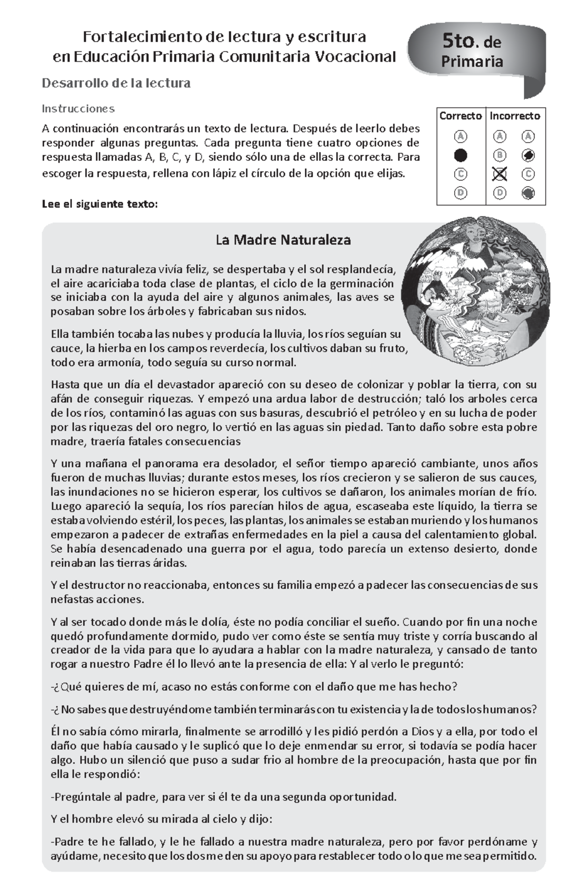 lenguaje y comunicacion - 5to. de Primaria Instrucciones A continuación ...