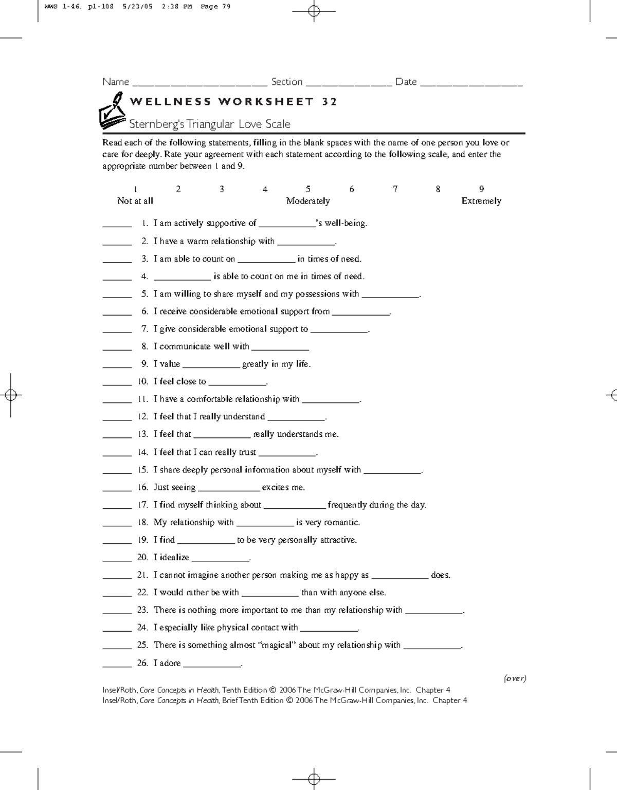 Sternberg Triangular Love Scale - Name ...