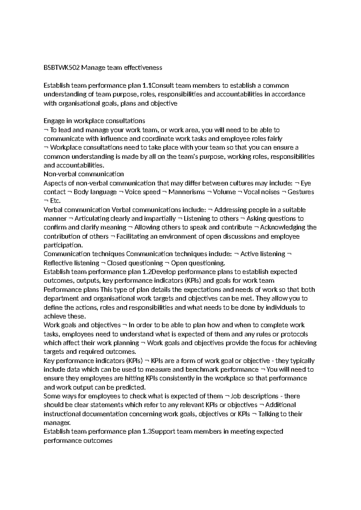 Bsbtwk 502 Manage team effectiveness - BSBTWK502 Manage team ...