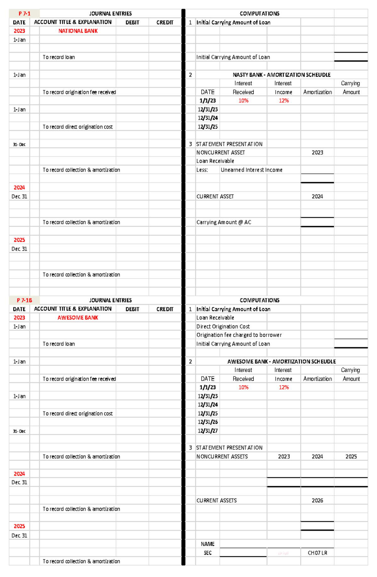 CH07 LR Forms 8x13 - DATE DEBIT CREDIT 1 Initial Carrying Amount of ...