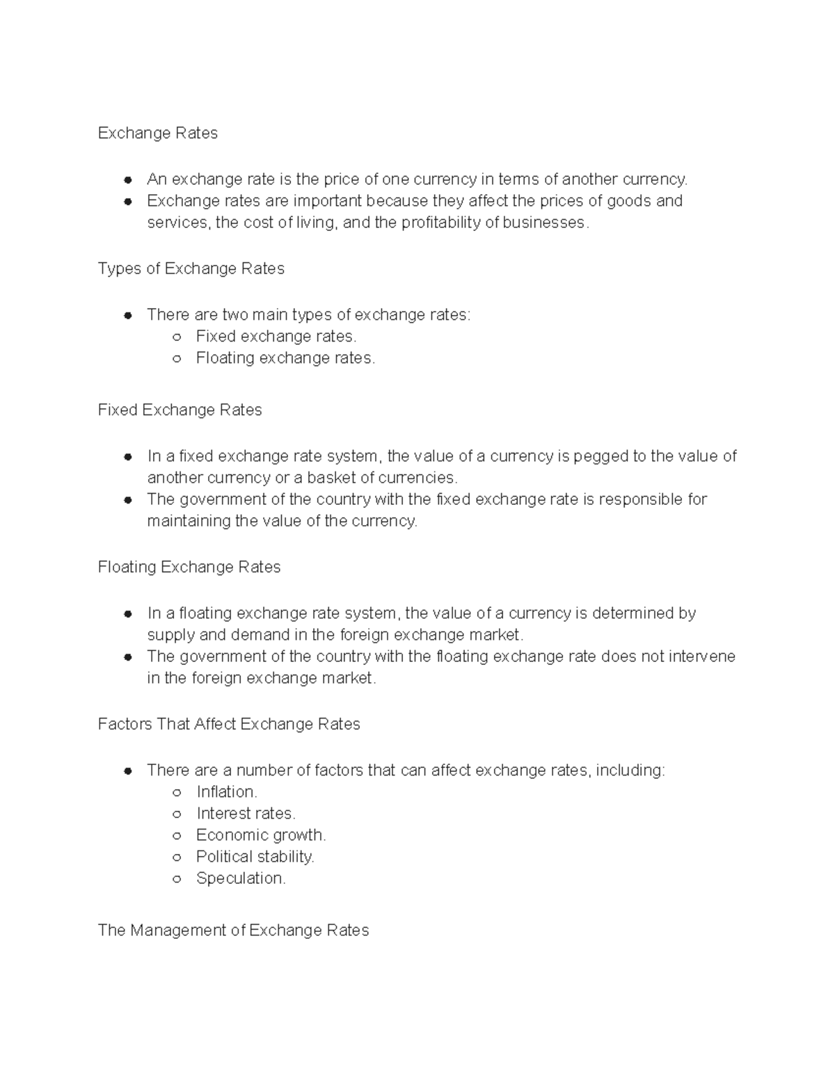Lecture 13 Exchange Rates - Exchange Rates An exchange rate is the ...
