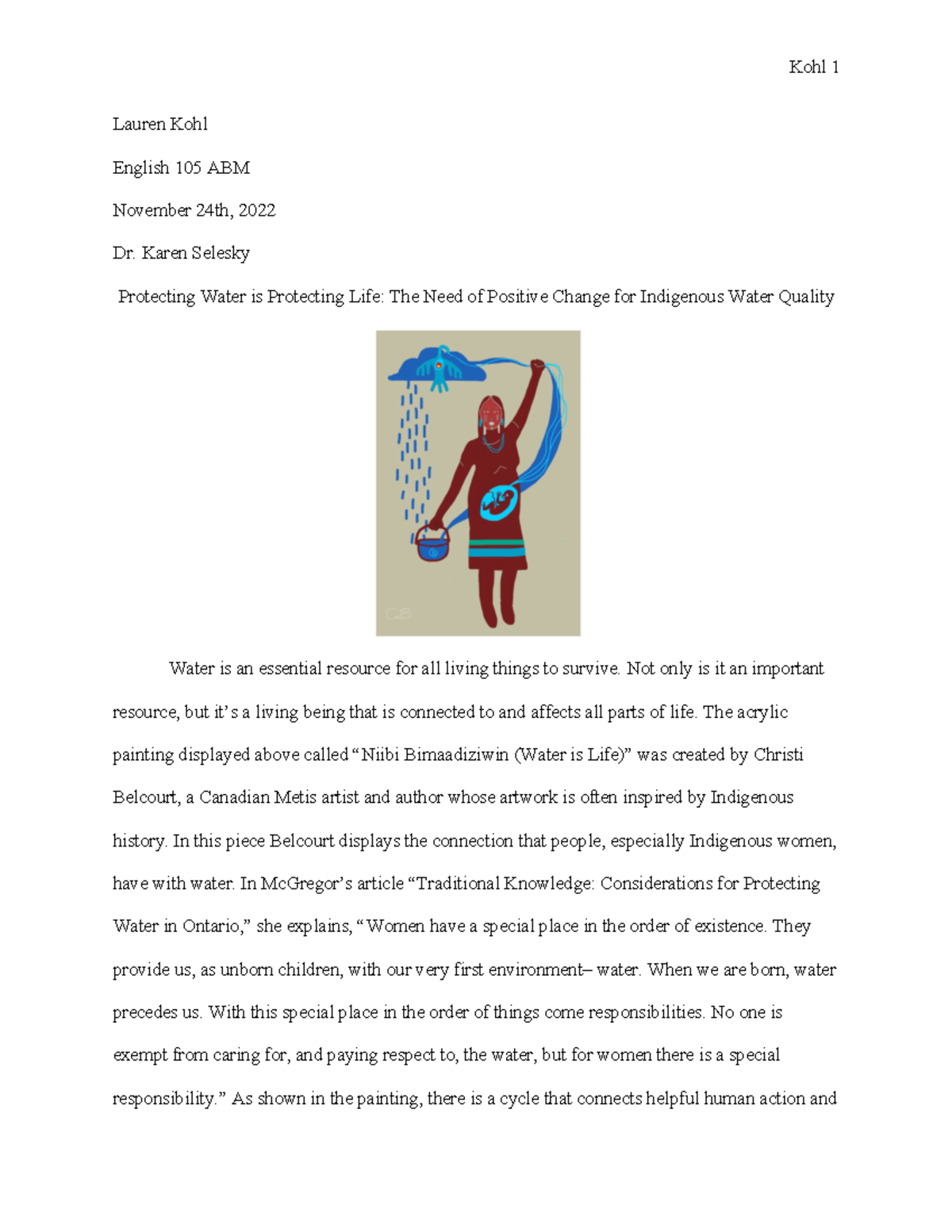 Lauren Kohl- Research Essay - Lauren Kohl English 105 ABM November 24th ...