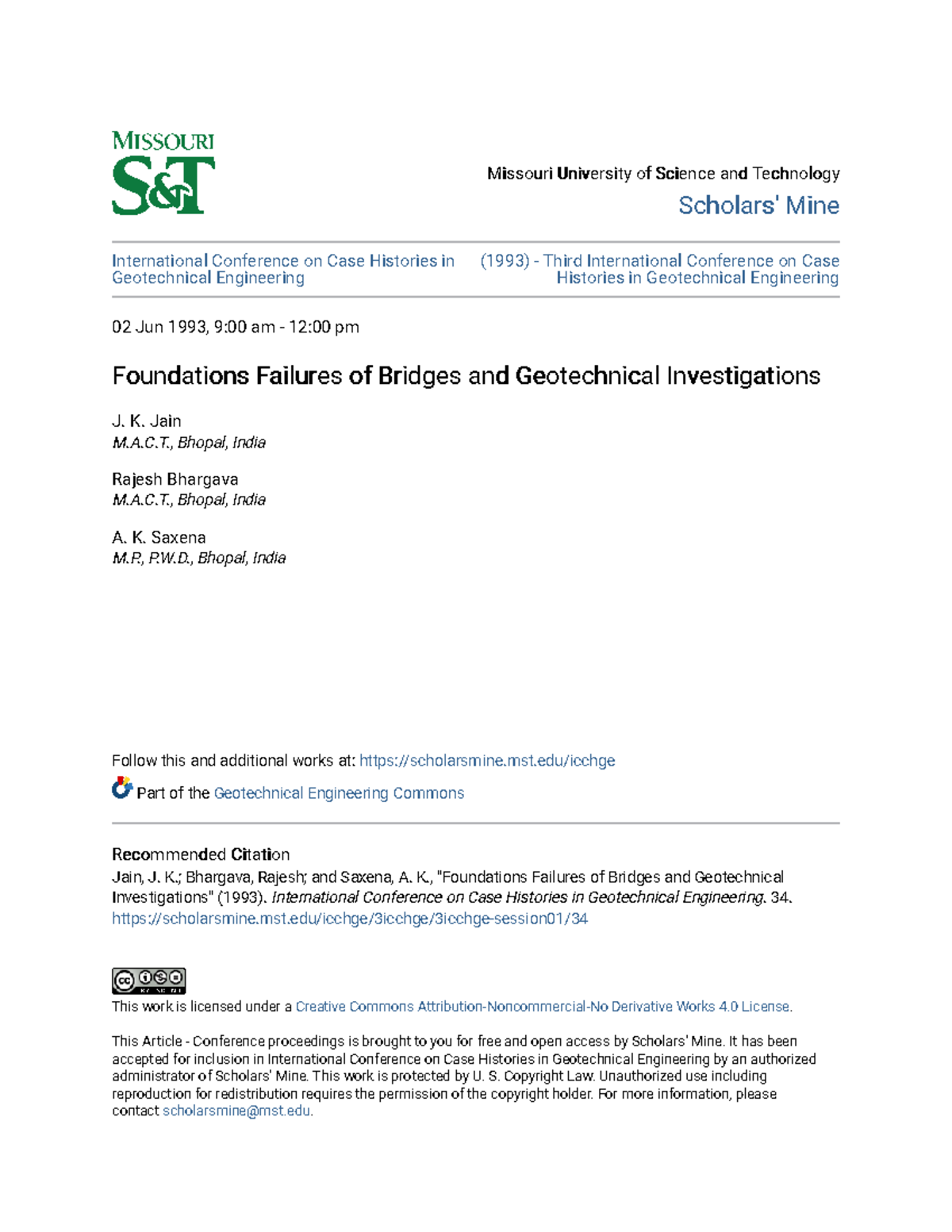 Foundations Failures of Bridges and Geotechnical Investigations - K ...
