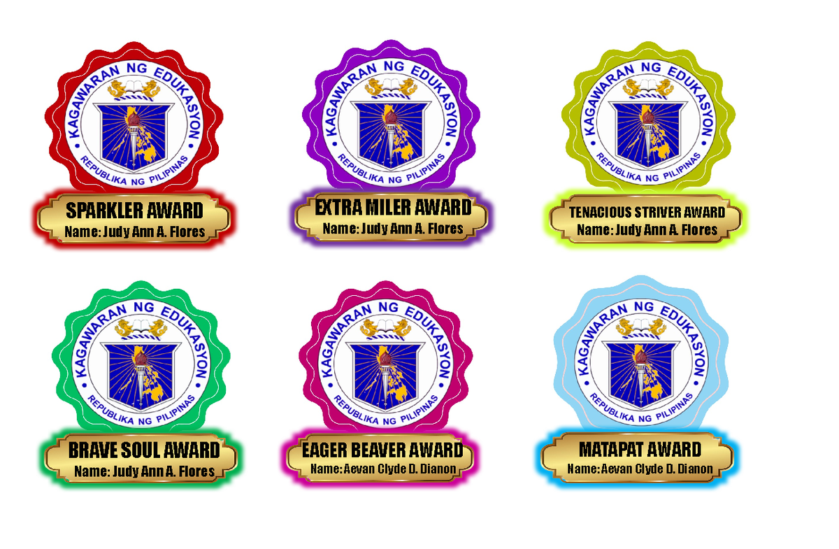 Ribbons Chars - Copy - BEED General Education - SPARKLER AWARD Name ...