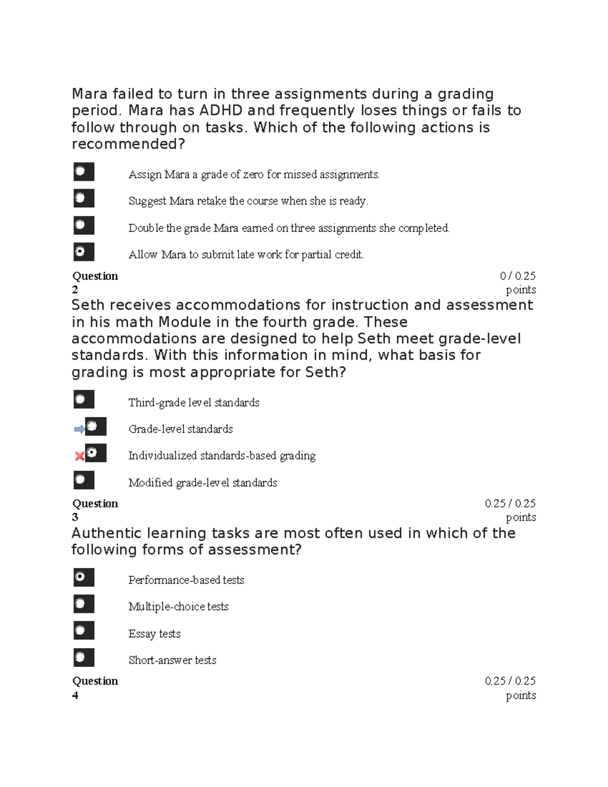 SPED - Chapter 11 Quiz 9 Answers - Mara failed to turn in three ...