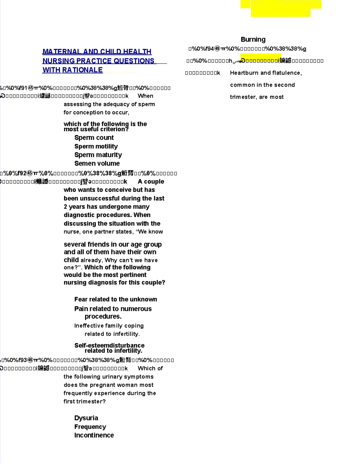 1. mcn practice questions with rationale 150 - MATERNAL AND CHILD HEALTH NURSING PRACTICE ...