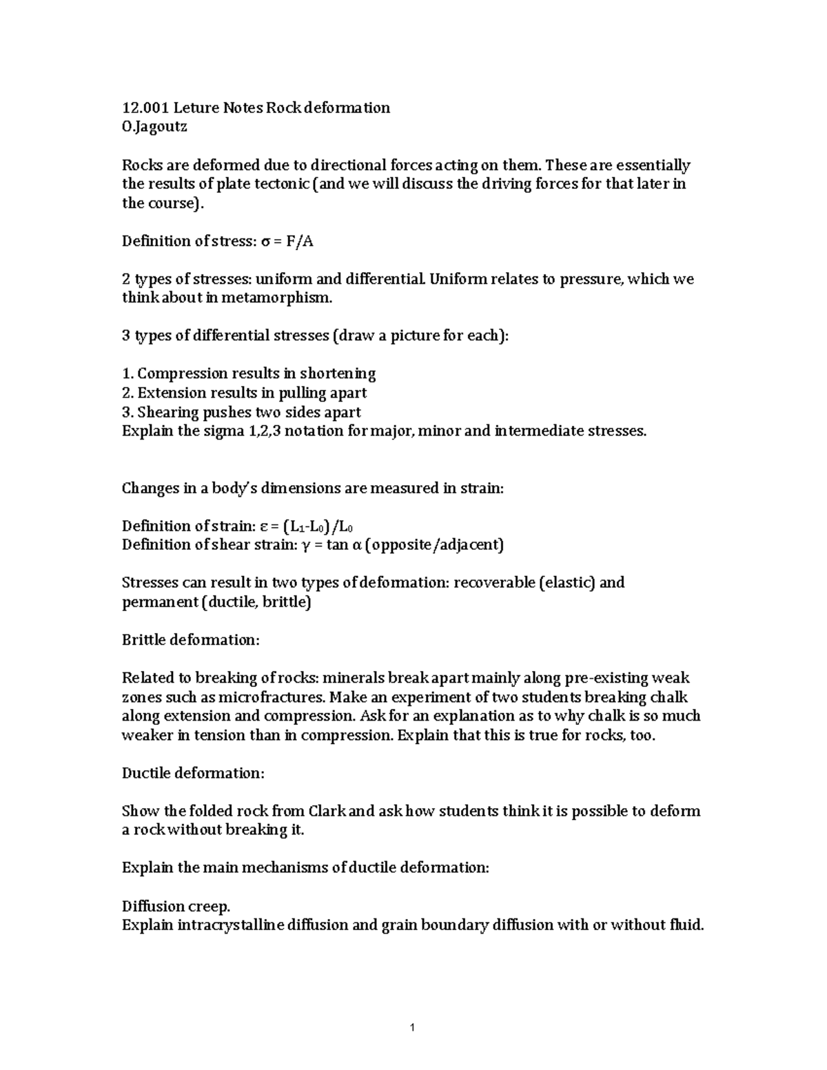 Lecture notes, lecture 8 - Fall 2013 - 12 Leture Notes Rock deformation ...