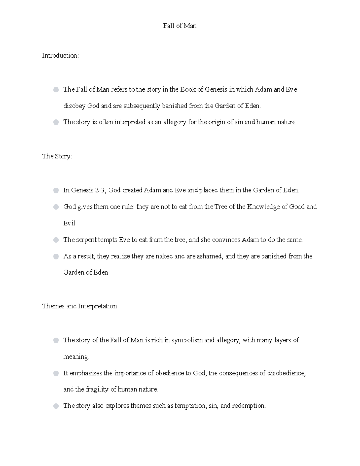 Fall of Man - The story is often interpreted as an allegory for the ...