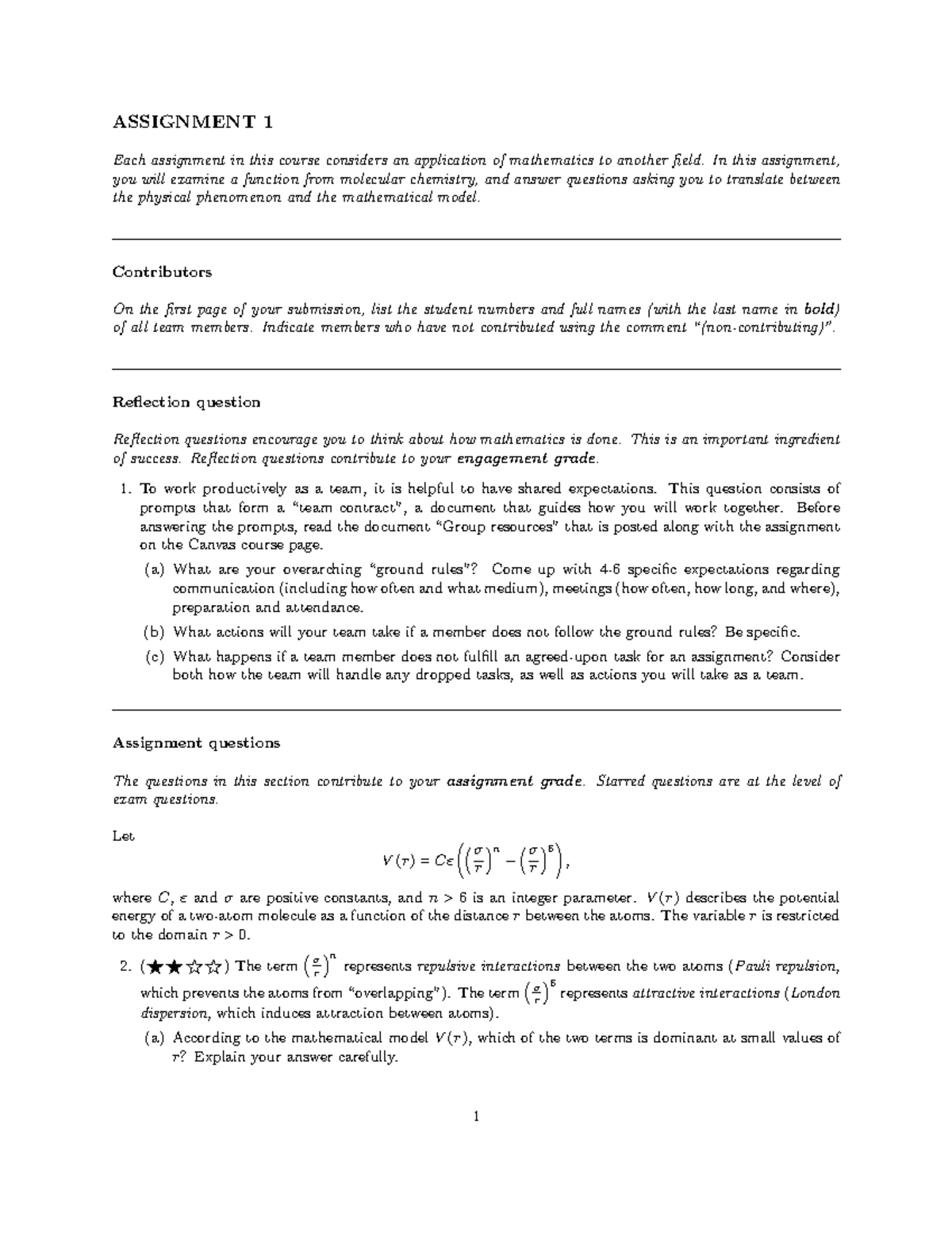 A1-180 - Math 180 assignment 1 - ASSIGNMENT 1 Each assignment in this course considers an - Studocu
